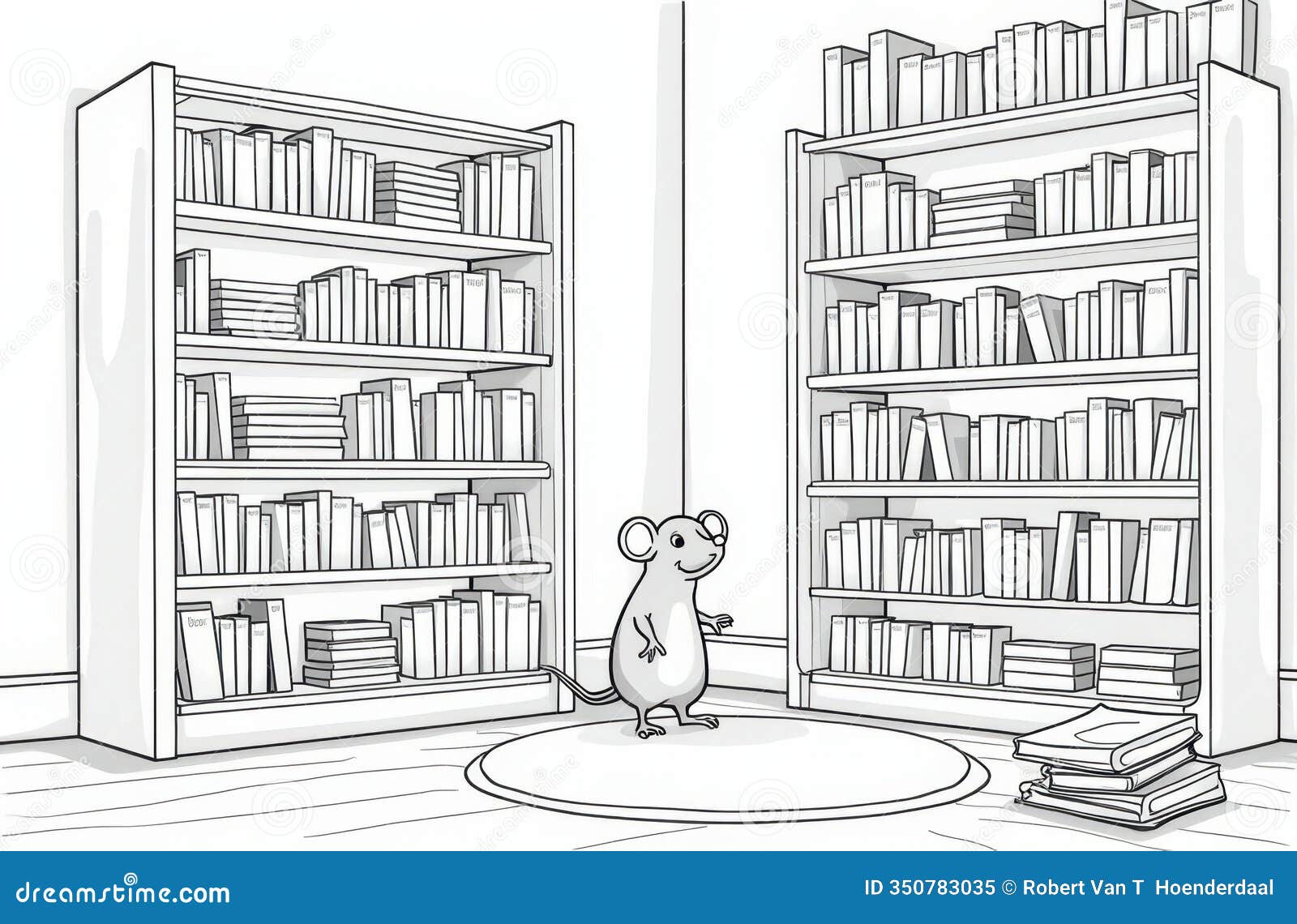 A Coloring Sheet of a Mouse in a Library at 19-12-2024 Stock Illustration - Illustration of ...