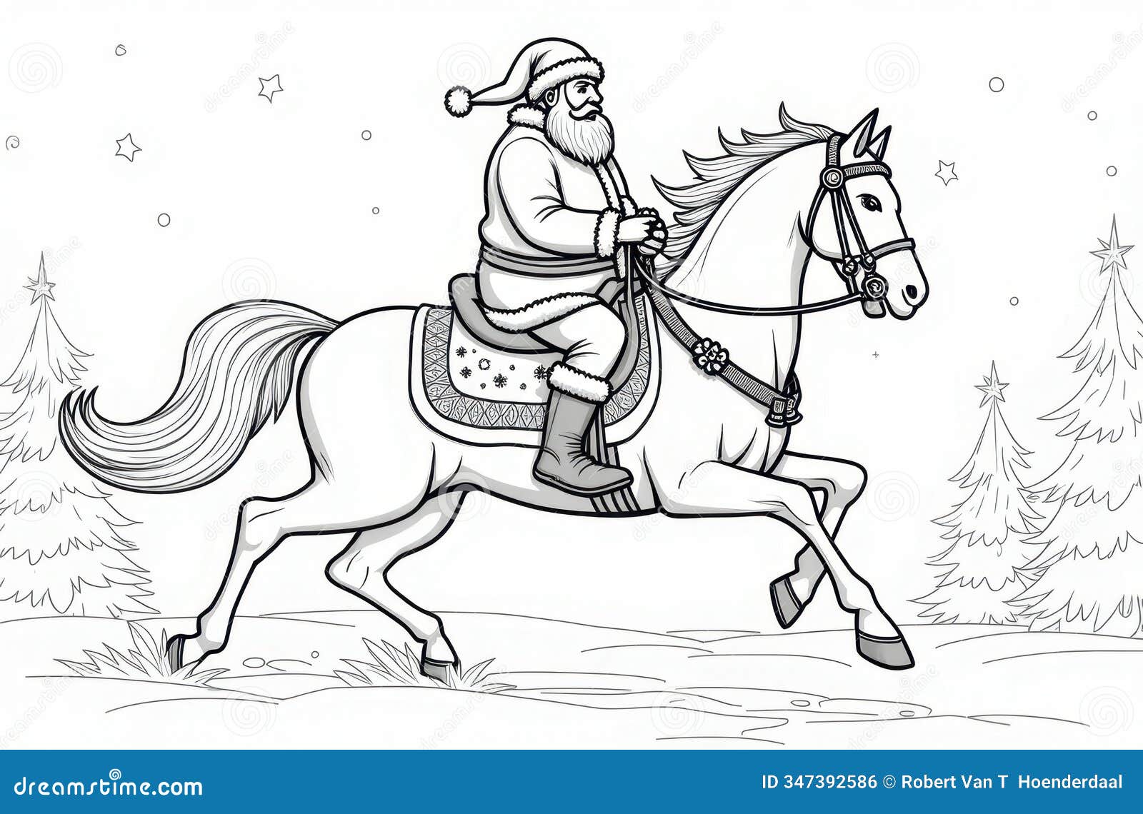 Coloring Sheet of Santa Claus on a Horse at 28-11-2024 Stock ...