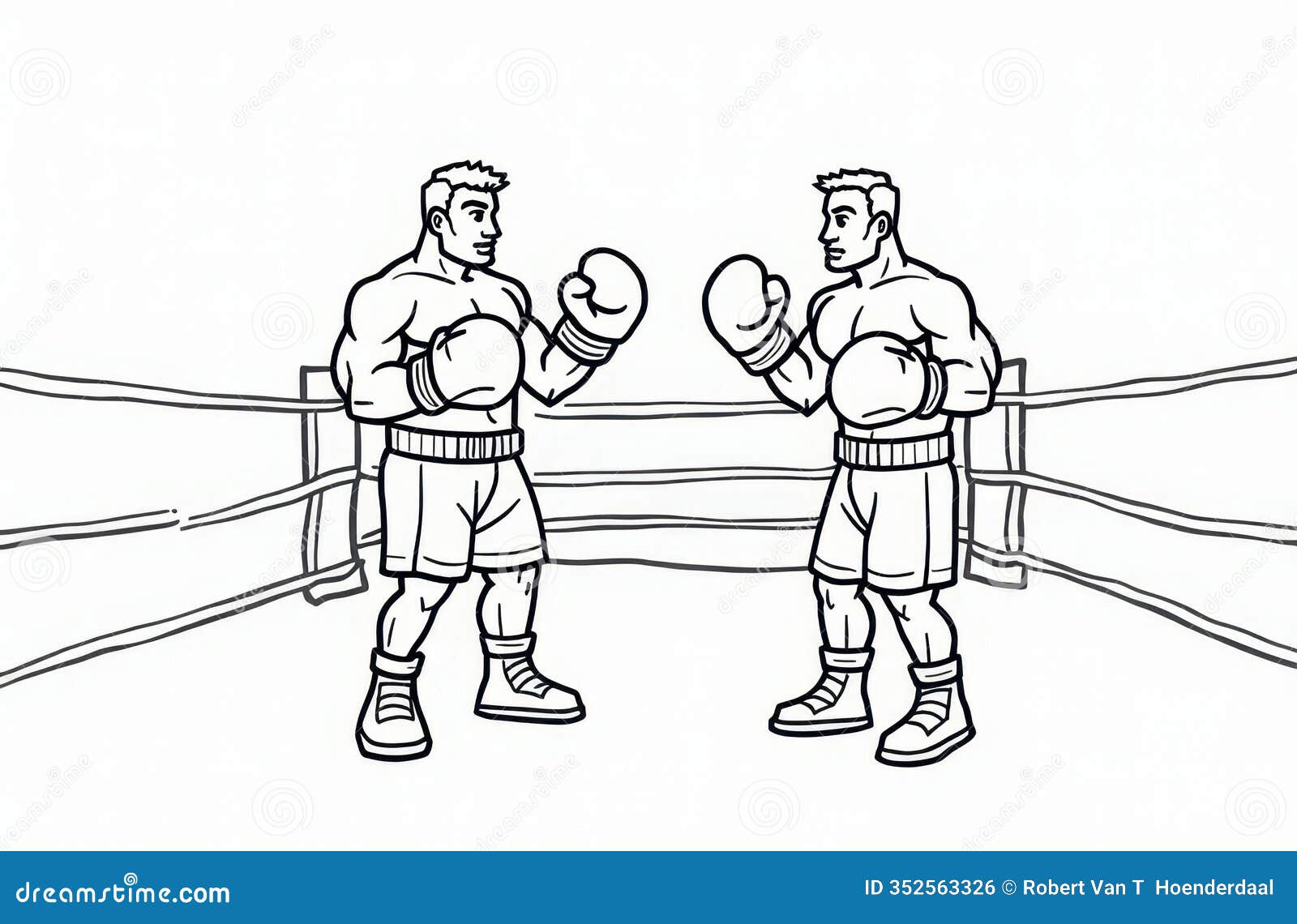 A Coloring Sheet with Two Boxers at 1-1-2024 Stock Illustration ...