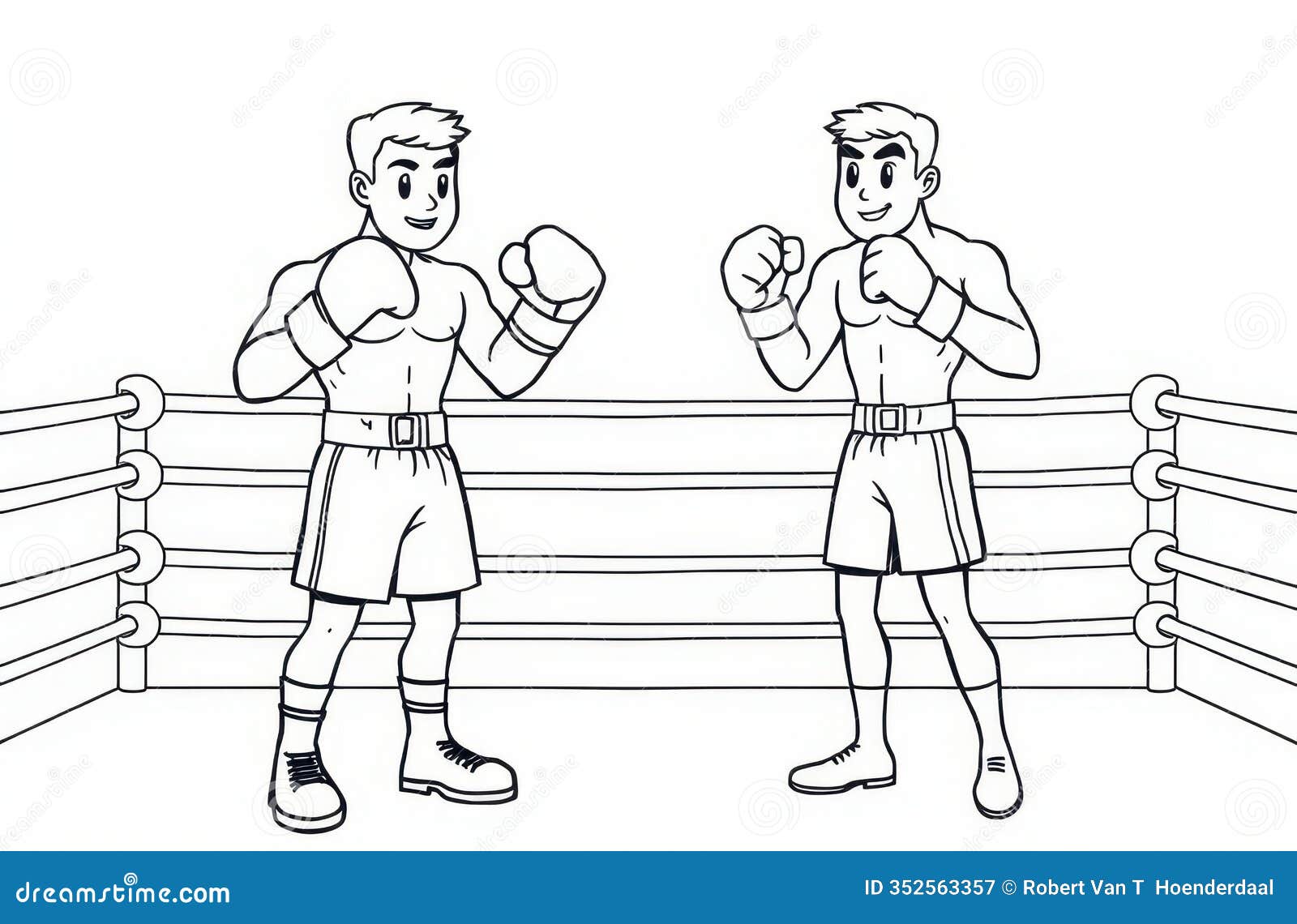 A Coloring Sheet with Two Boxers at 1-1-2024 Stock Illustration ...