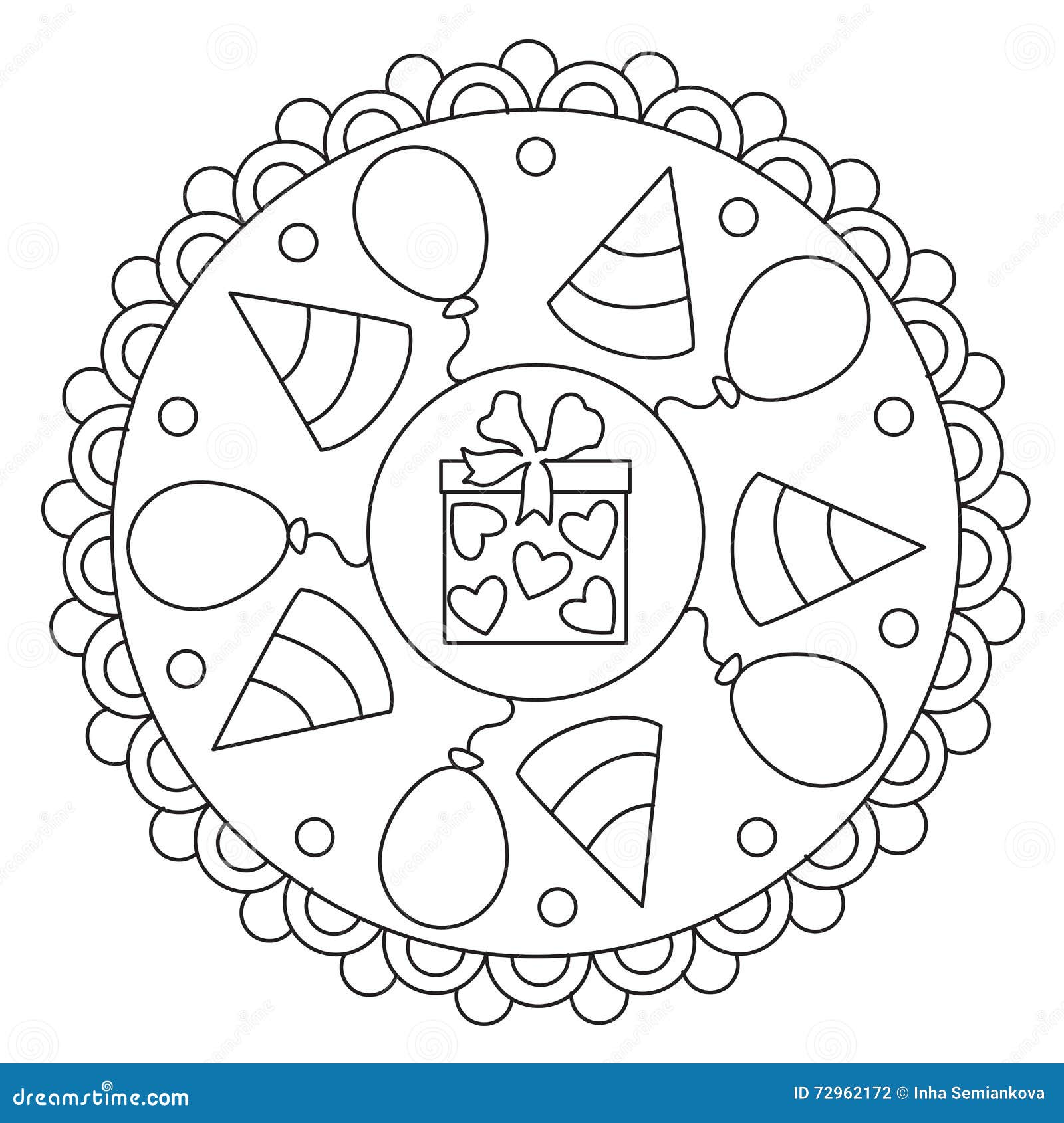 Coloring Simple Celebration Mandala Stock Vector - Illustration of ...