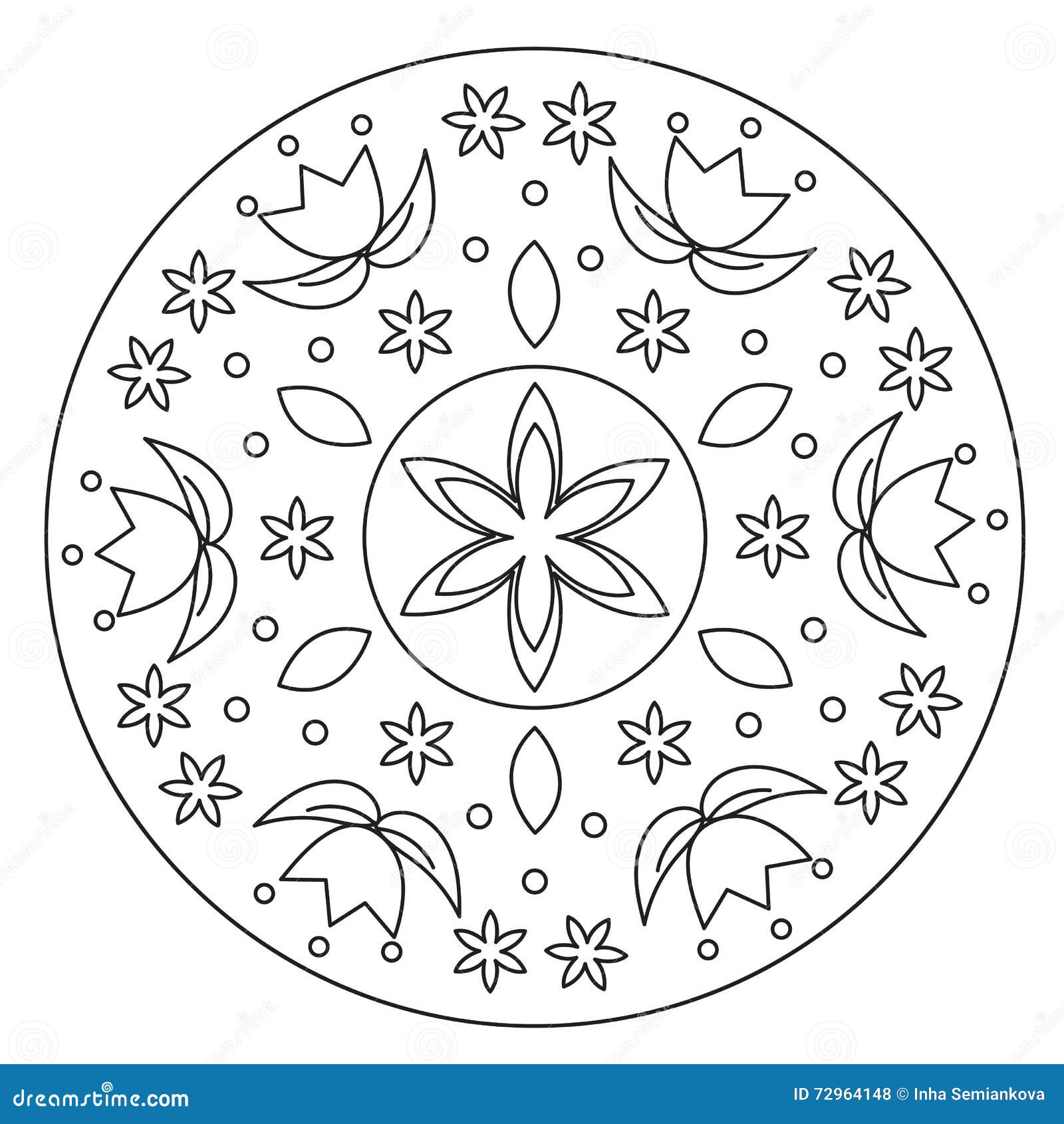 Coloring Simple Flower Mandala Stock Vector - Illustration of drawing ...