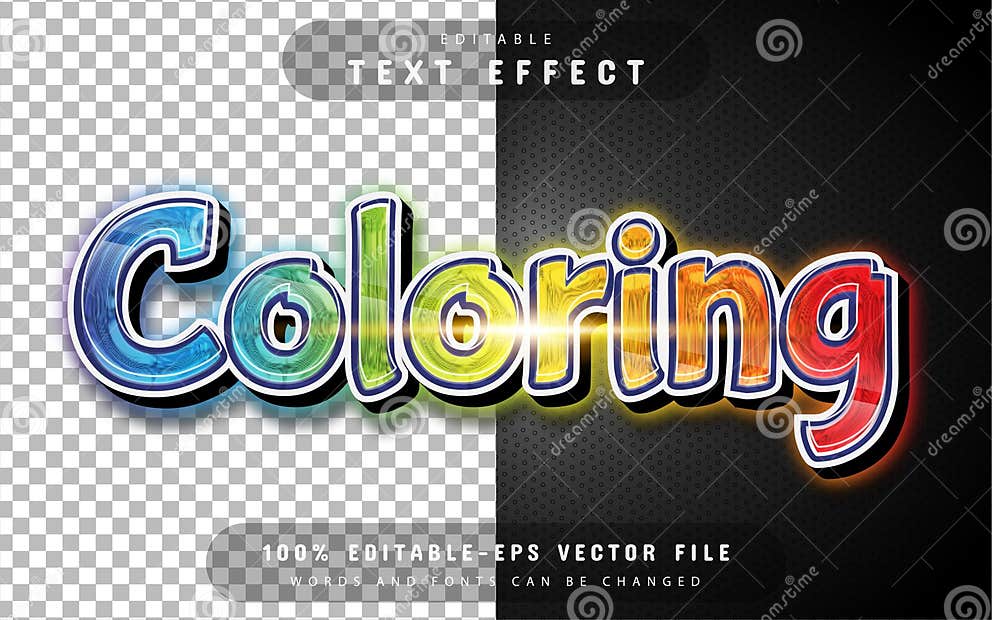 Coloring Text Effect Editable Stock Vector - Illustration of abstract ...