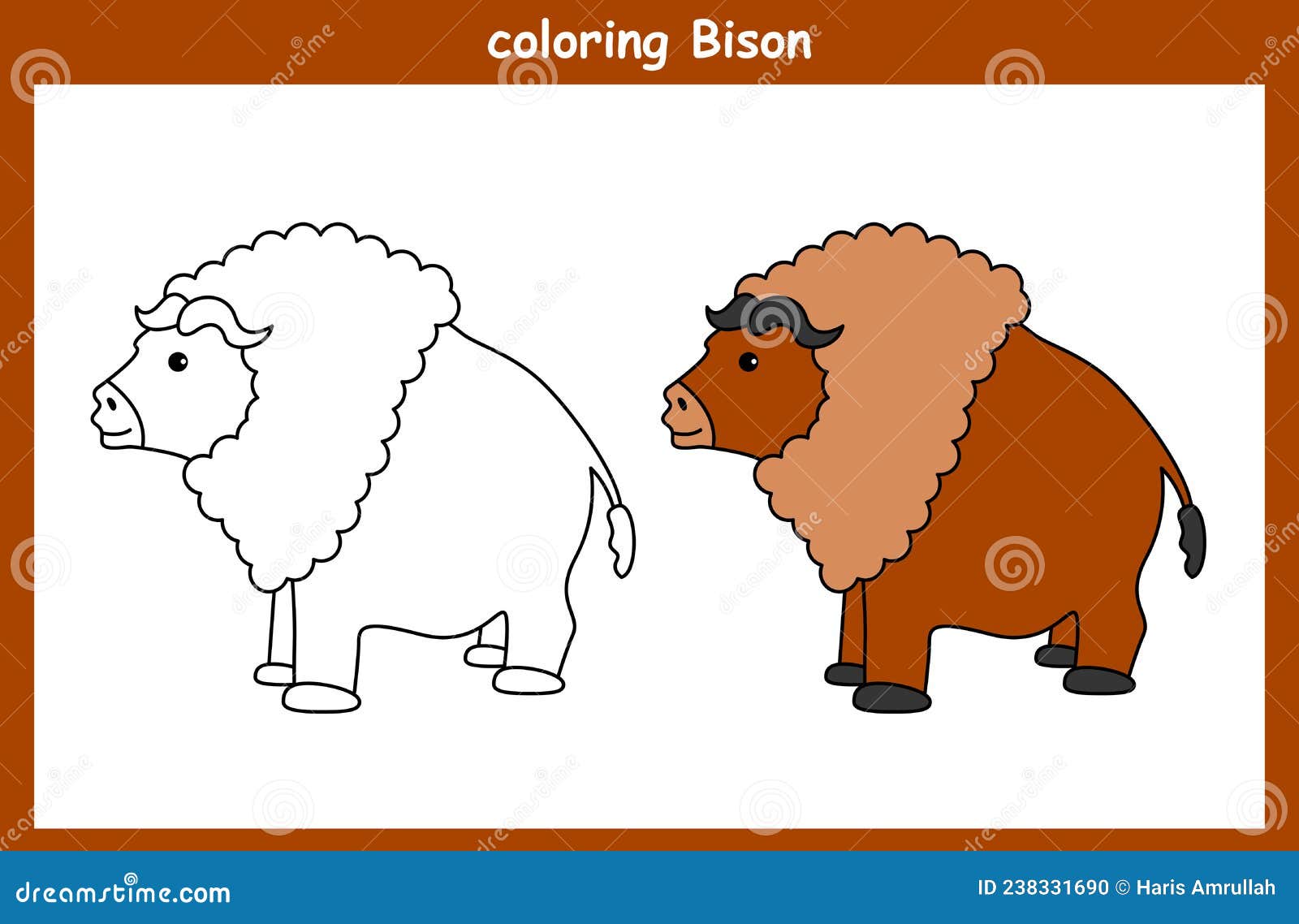 Children Trace and Coloring Bison Stock Vector - Illustration of ...
