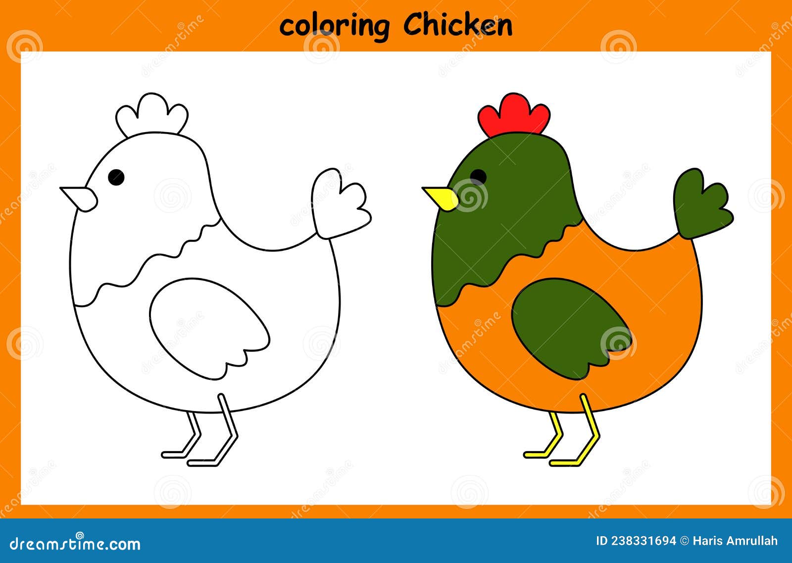 Children Trace and Coloring Chicken Stock Vector - Illustration of ...