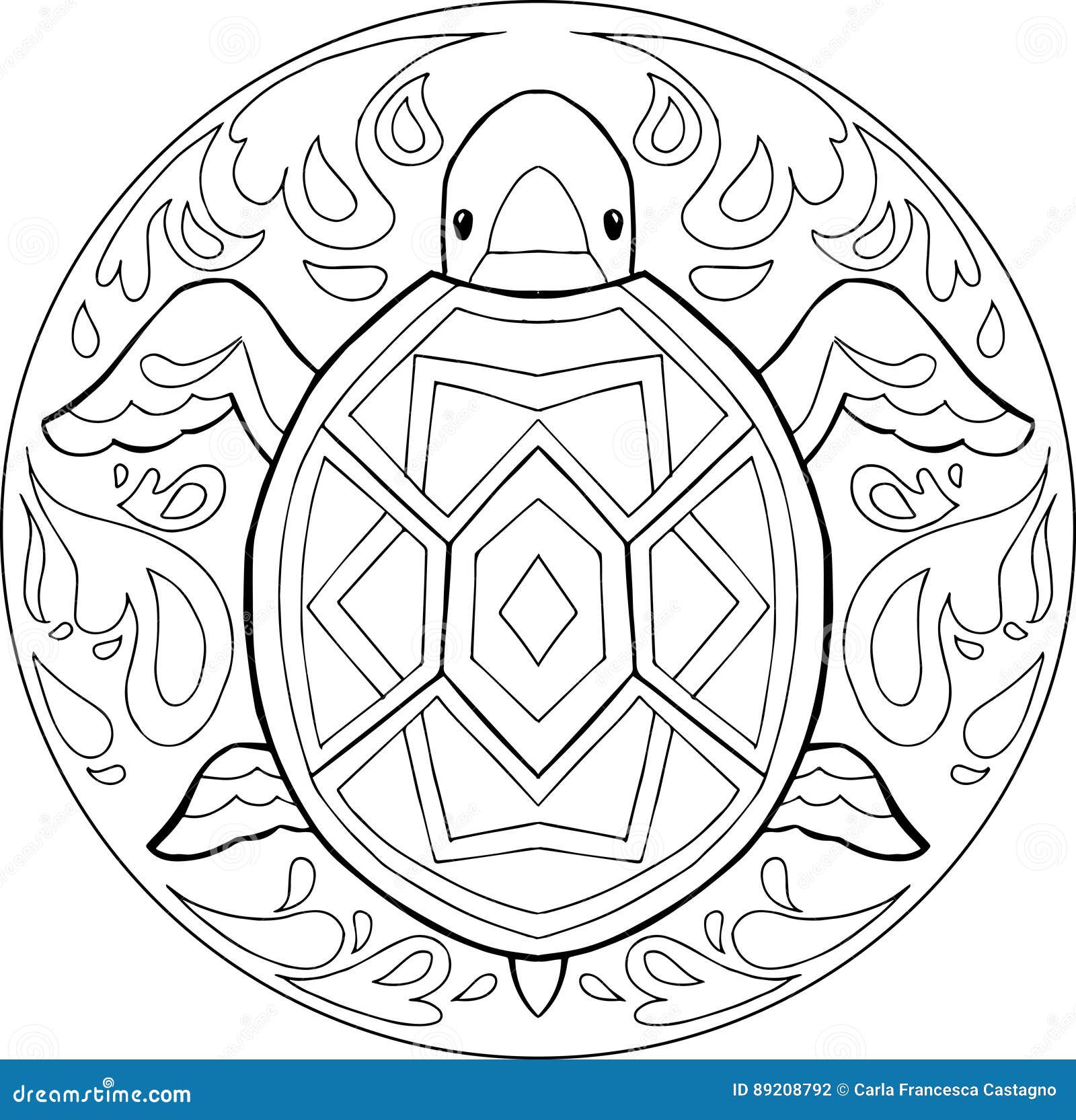 Coloring Turtle Mandala Vector Stock Vector - Illustration of artistic ...