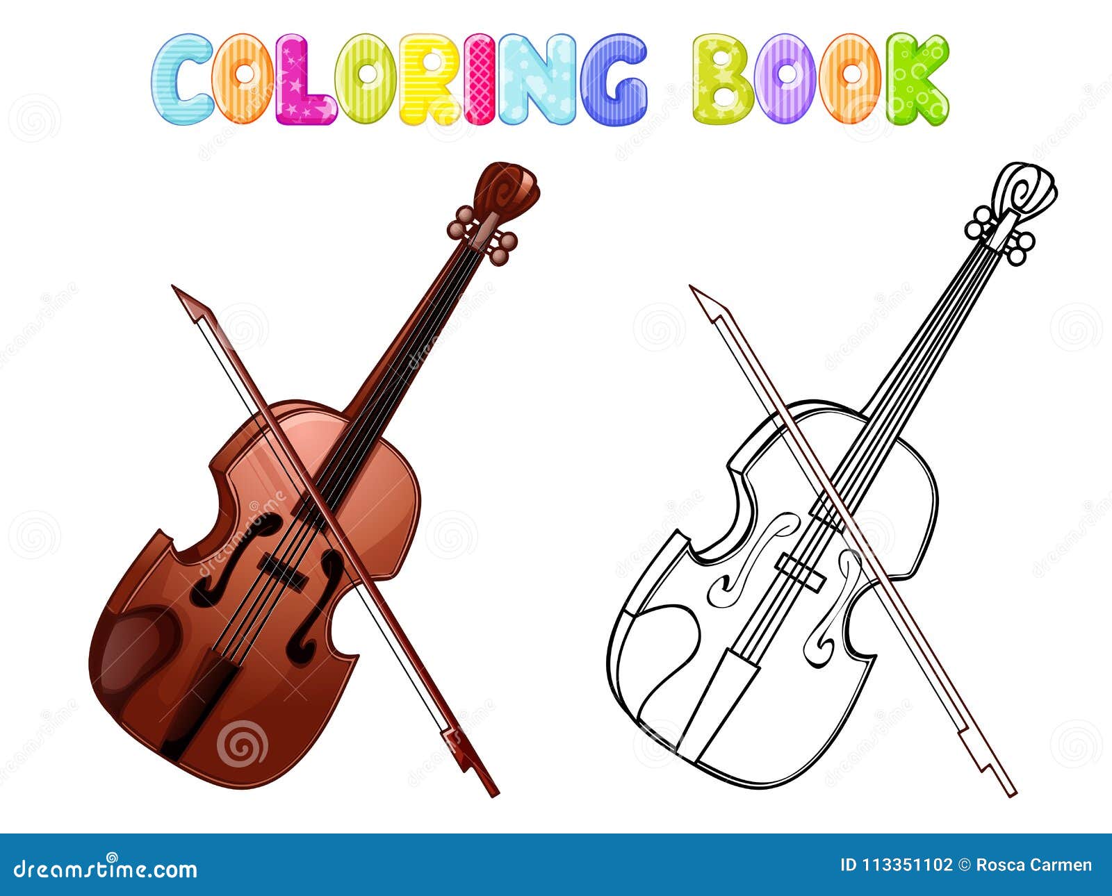 Coloring Violin Isolated on White Stock Illustration - Illustration of ...