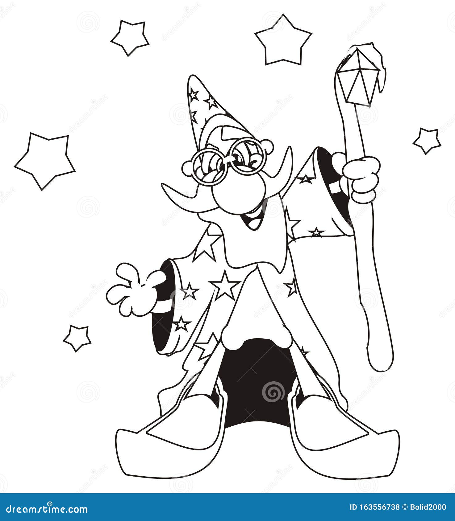 Coloring wizard and stars stock illustration. Illustration of stars ...
