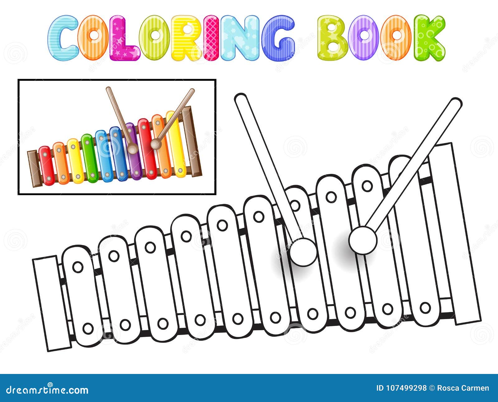 Coloring xylophone stock illustration. Illustration of isolated - 107499298