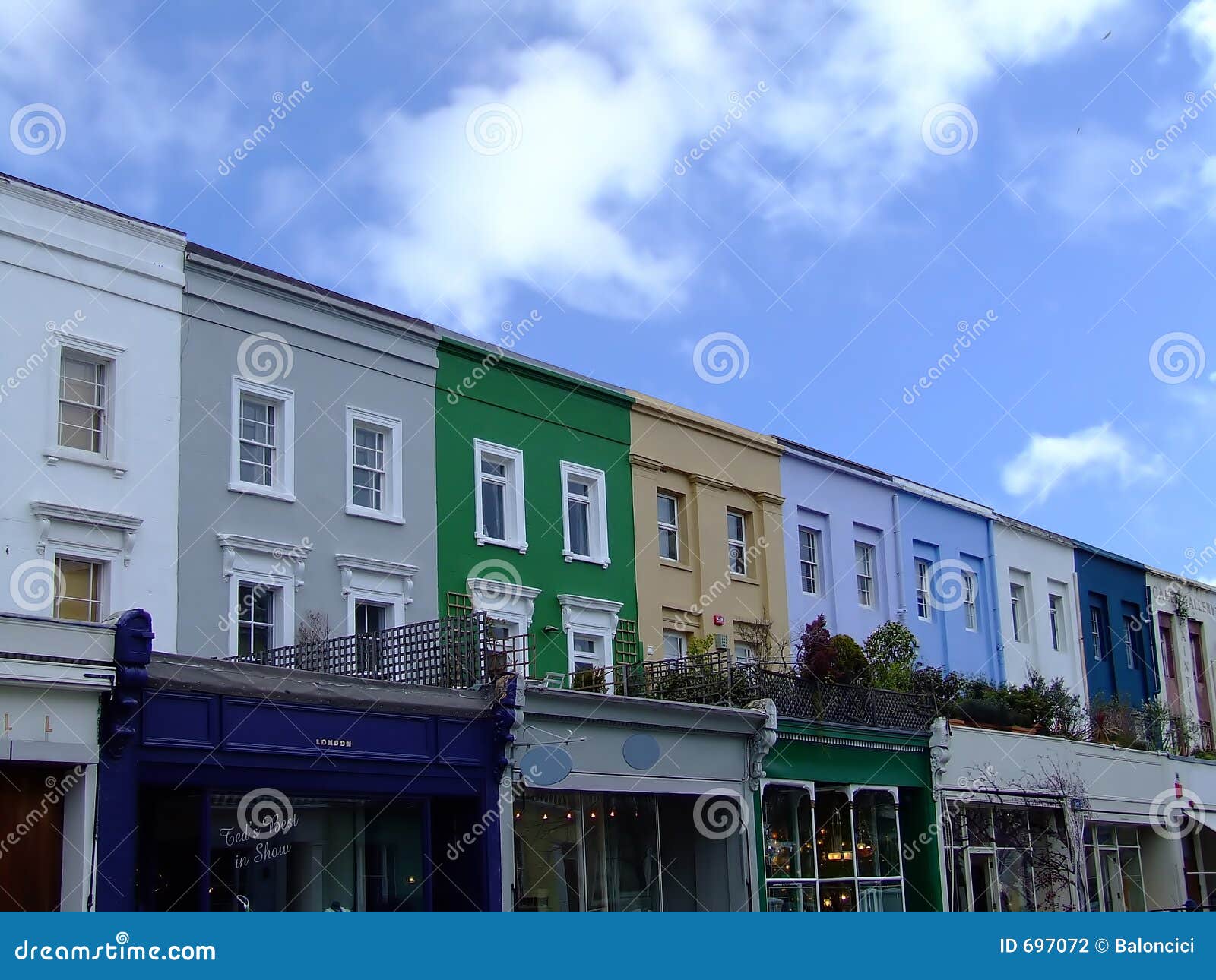 Colorized buildings street stock photo. Image of neighbourhood - 697072