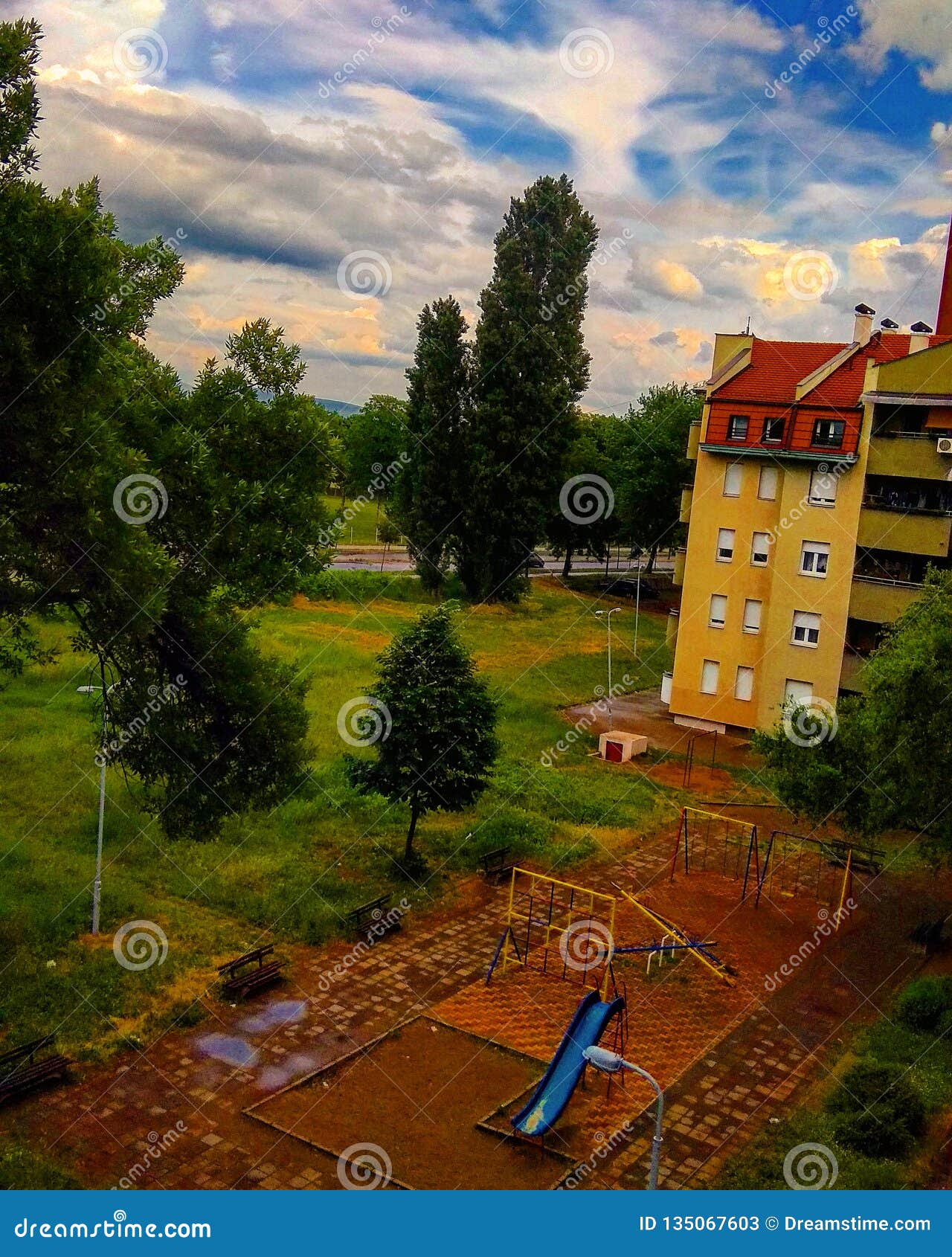 Colorized park stock image. Image of park, lake, cloud - 135067603