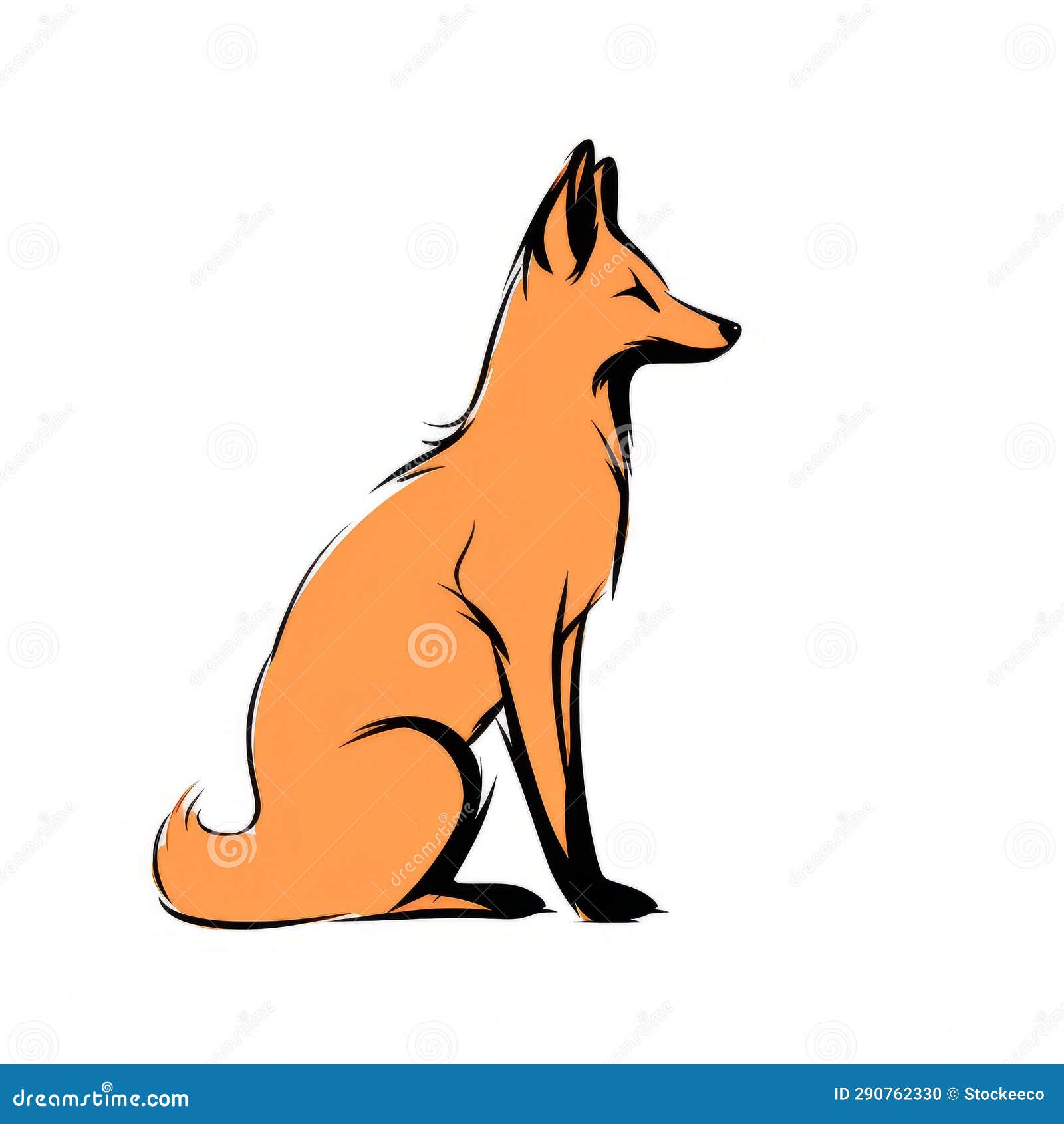 Colorized Silhouette of an Orange Fox on a White Background Stock ...