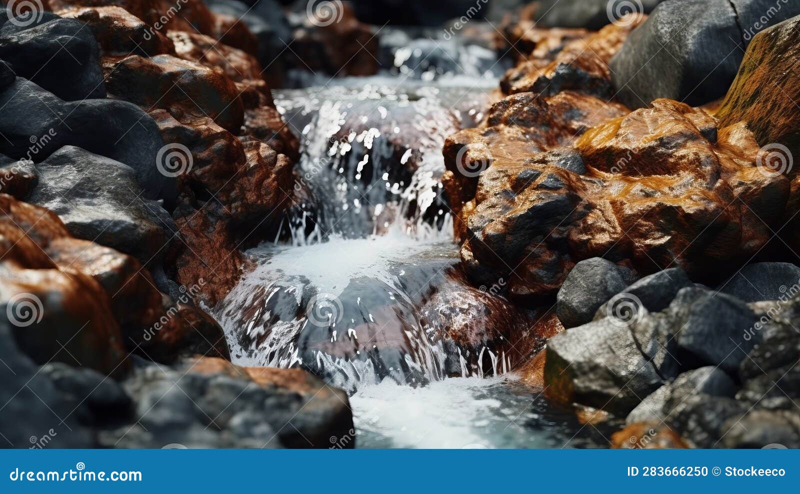 Colorized Tilt-shift Water Flow in Rocky Area - 32k Uhd Stock ...