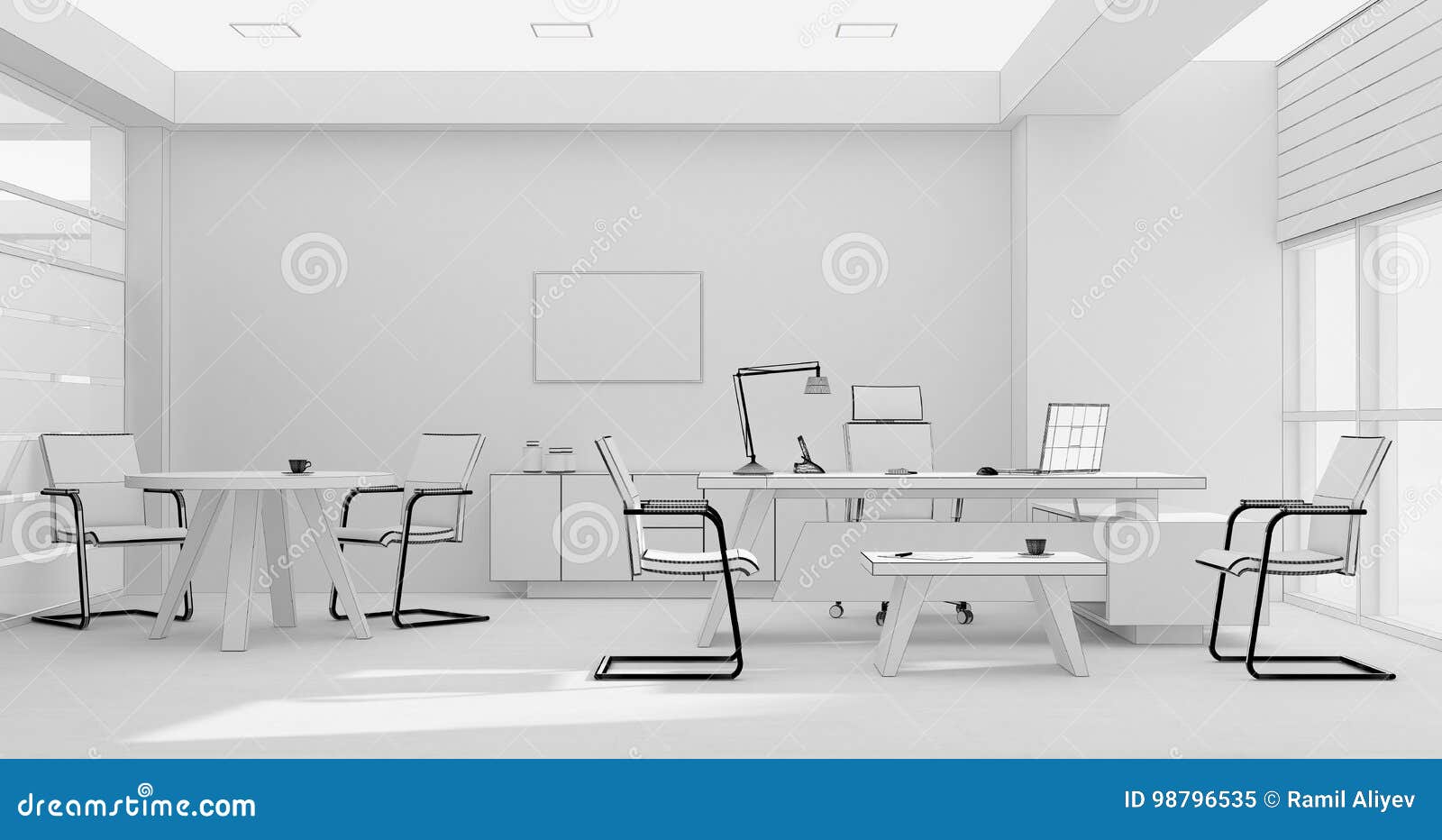 VIP Office Furniture Grid 3D Rendering Stock Illustration ...
