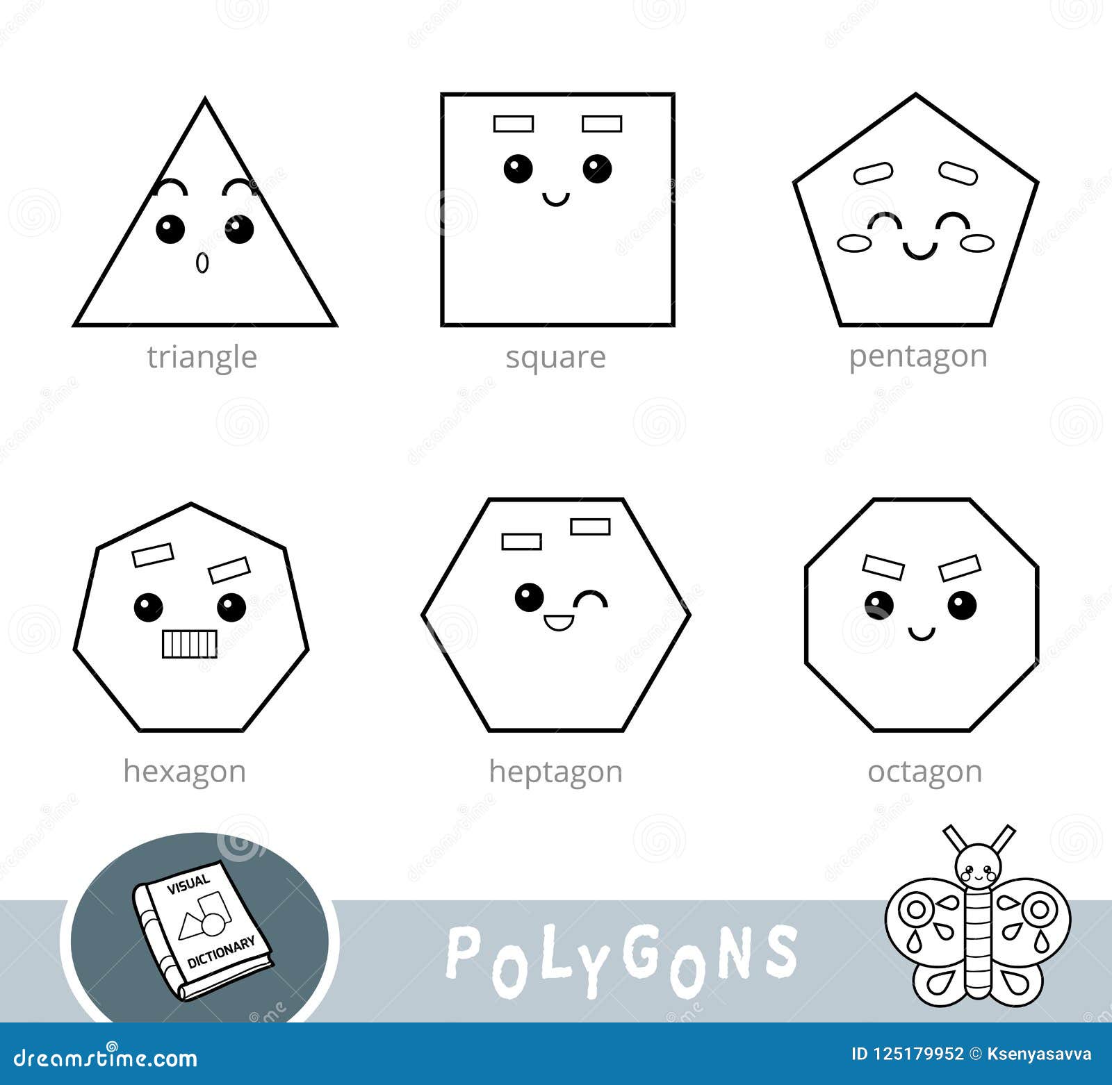 Colorless Set of Polygons. Visual Dictionary about Geometric Shapes ...