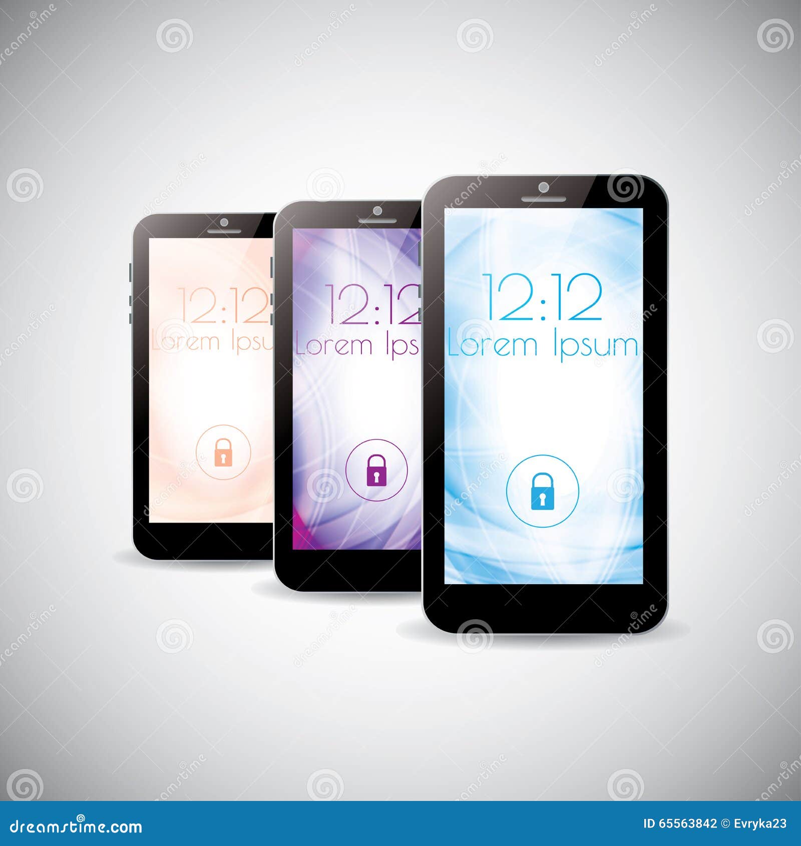 3 Colors Abstract Background Smartphone Interface Themes Stock Vector ...