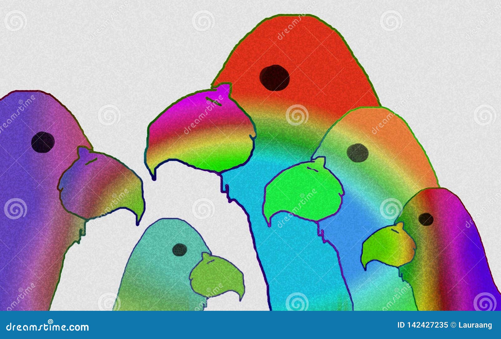 Birds- the Colors of Birds. Happy Cartoon. Stock Illustration ...