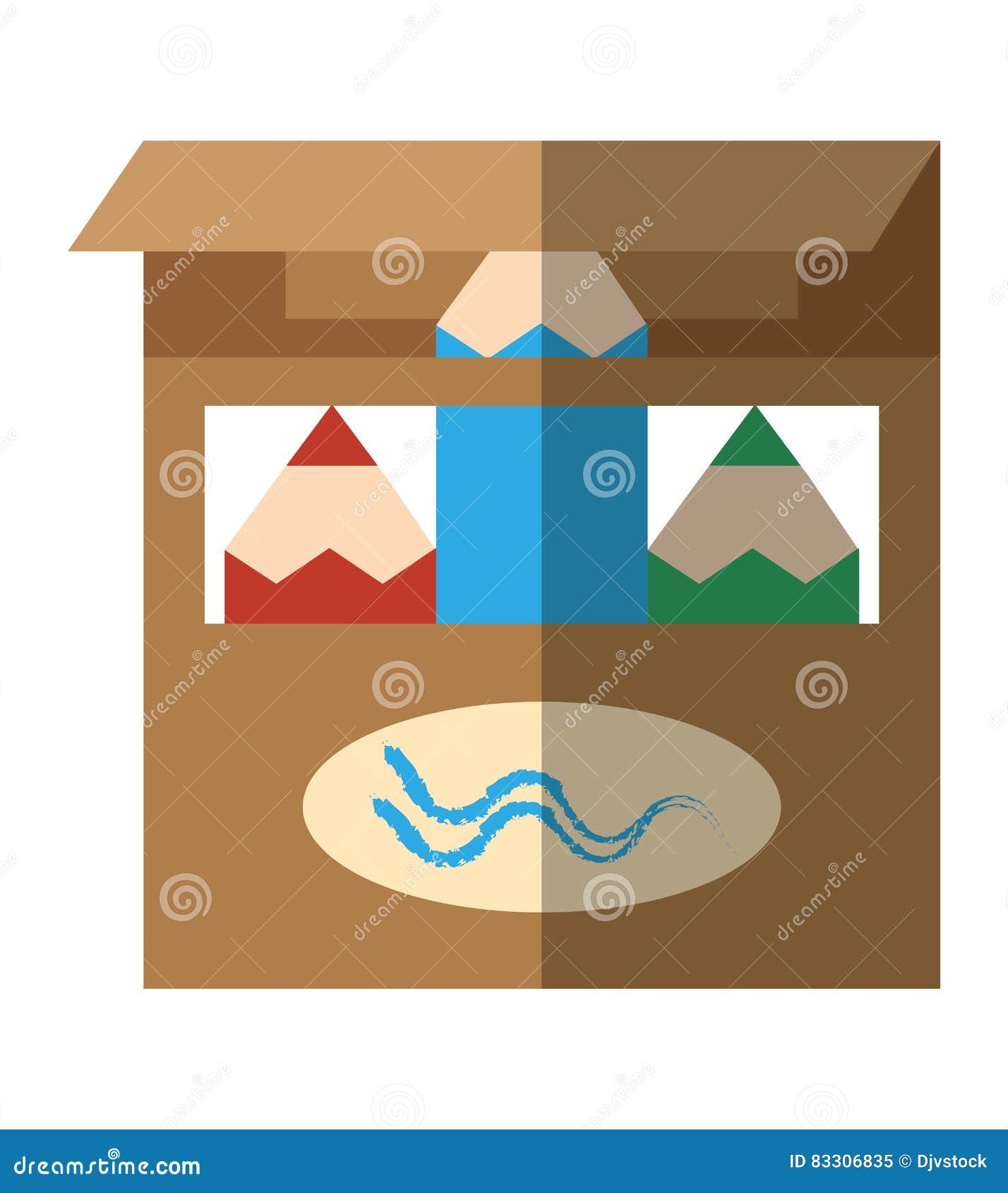 Colors Box Accessories School Painting Shadow Stock Illustration ...