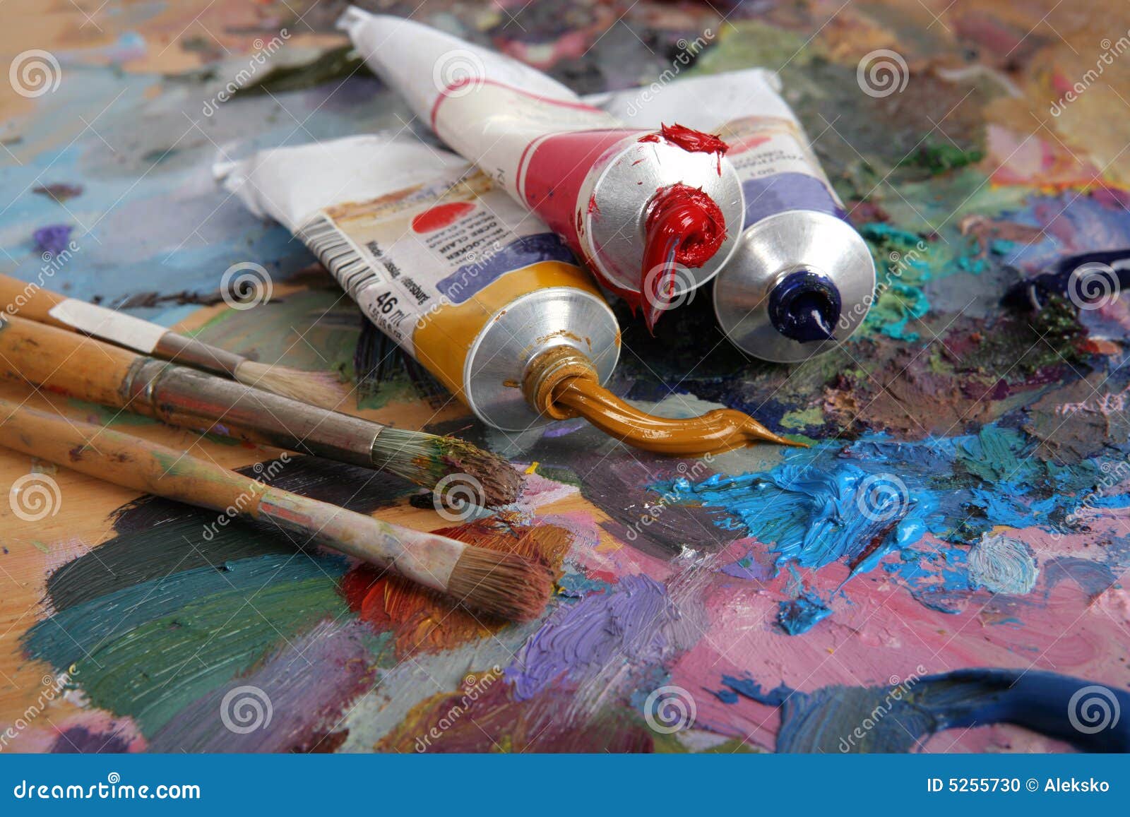 Colors and brushes stock photo. Image of blue, multicolor - 5255730