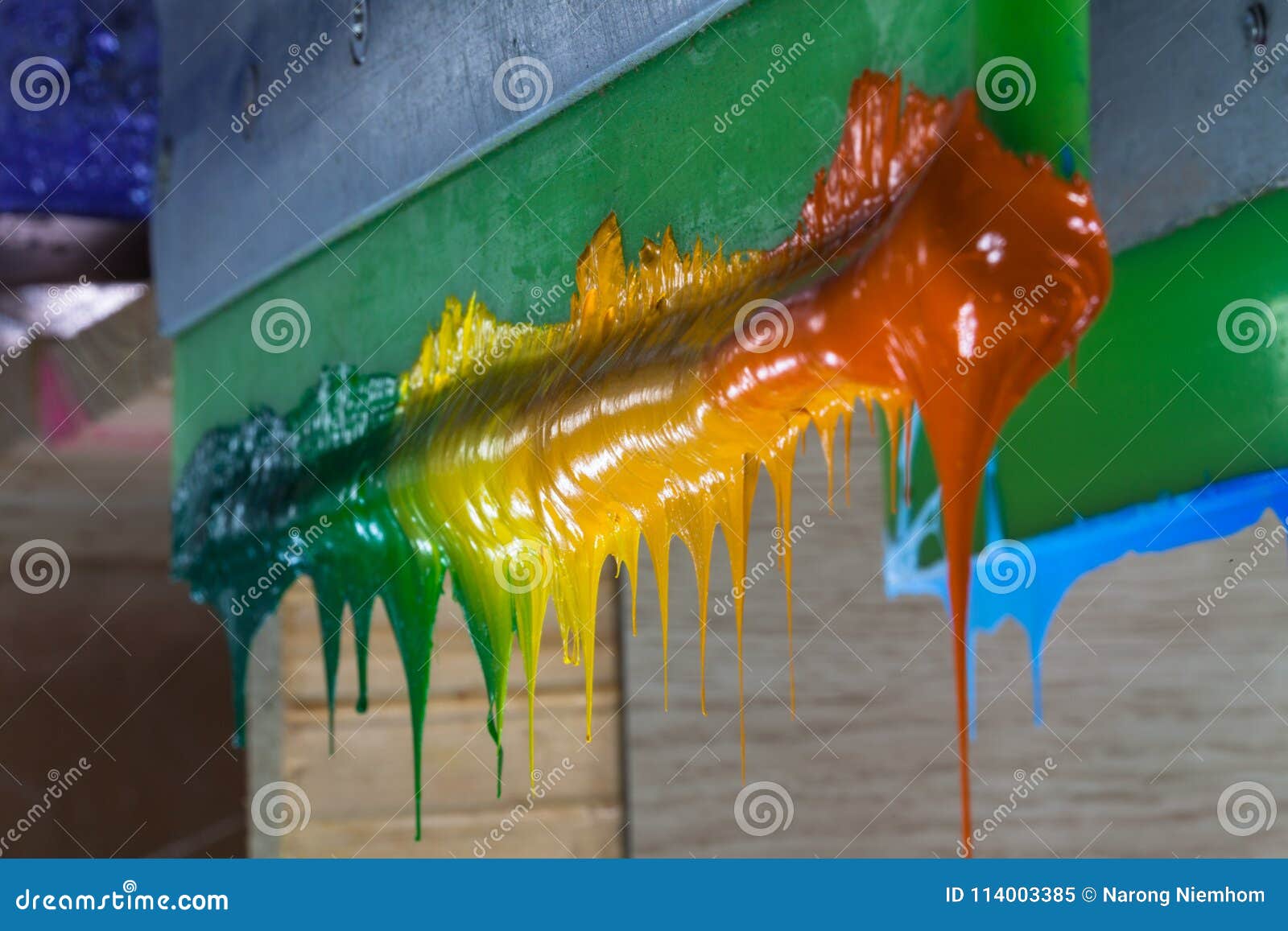 Colors Dripping from the Rubber Print Handle Stock Image - Image of ...