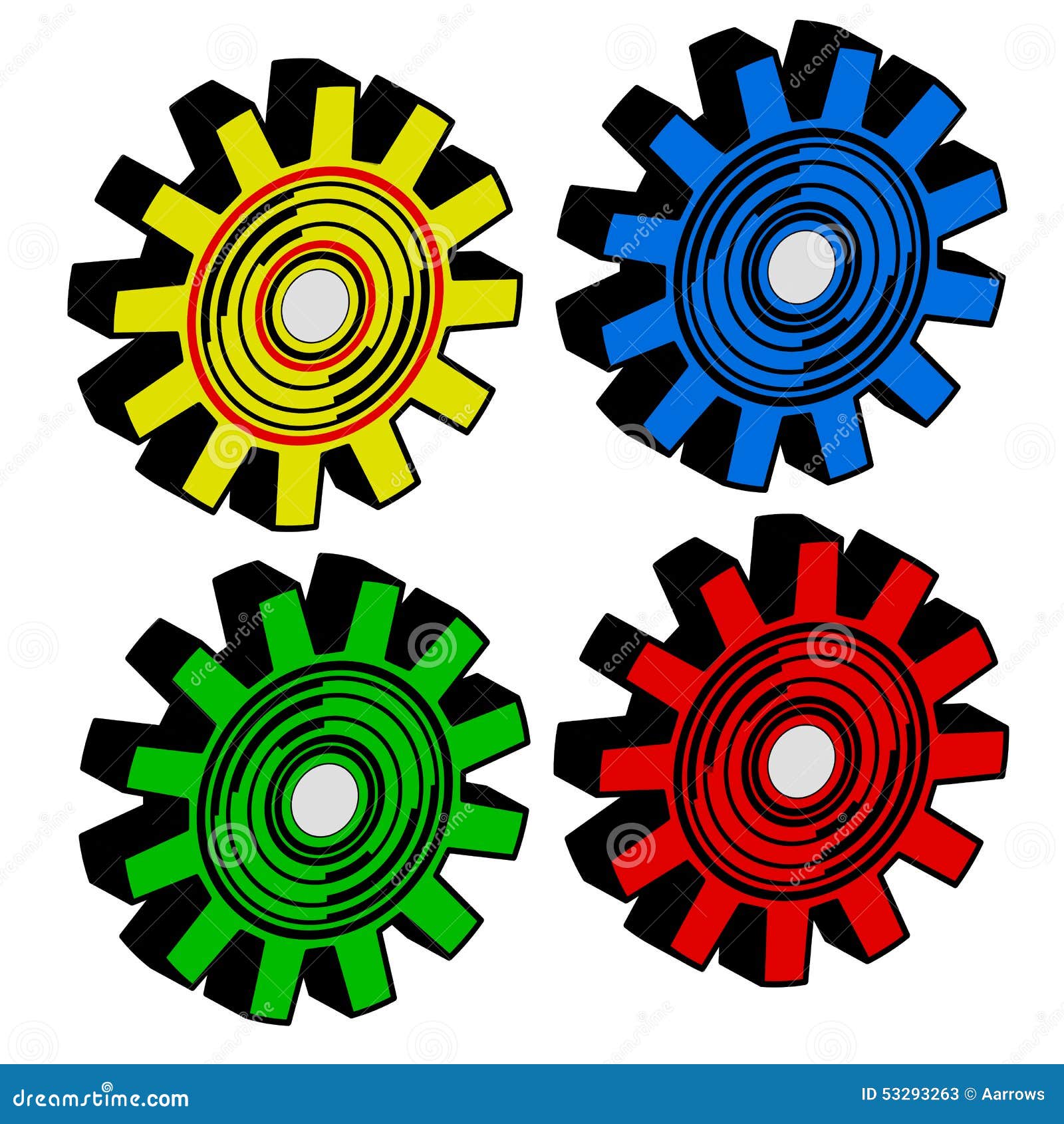 Colors Gears on White Background Vector Stock Vector - Illustration of ...