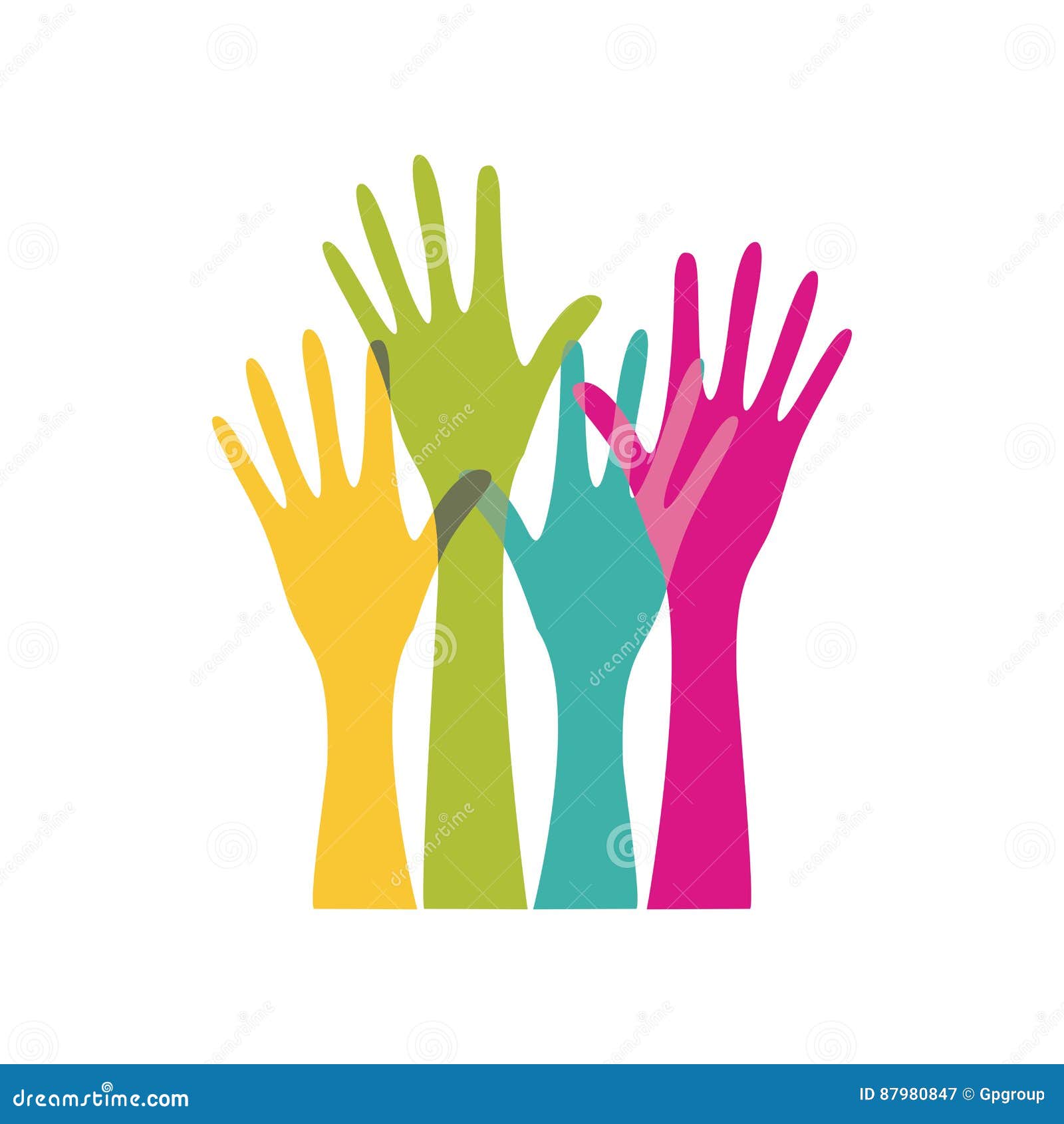 Colors hands stand up stock illustration. Illustration of digitally ...