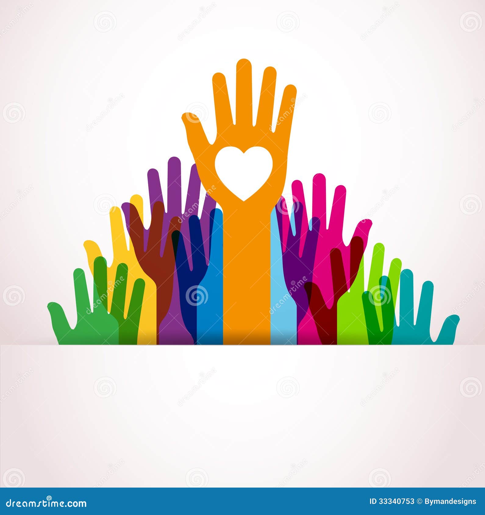 Colors hands up stock vector. Illustration of hand, community - 33340753