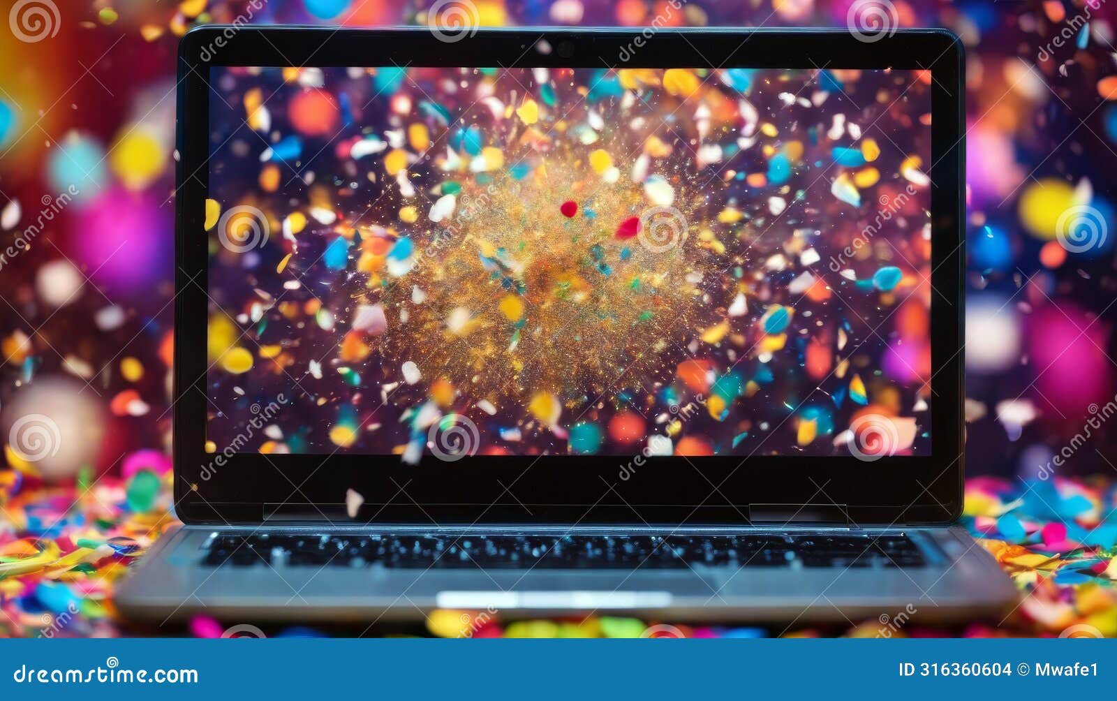 Colors Laptop Vibrant Screen Gital Confetti Captivating Explosions ...