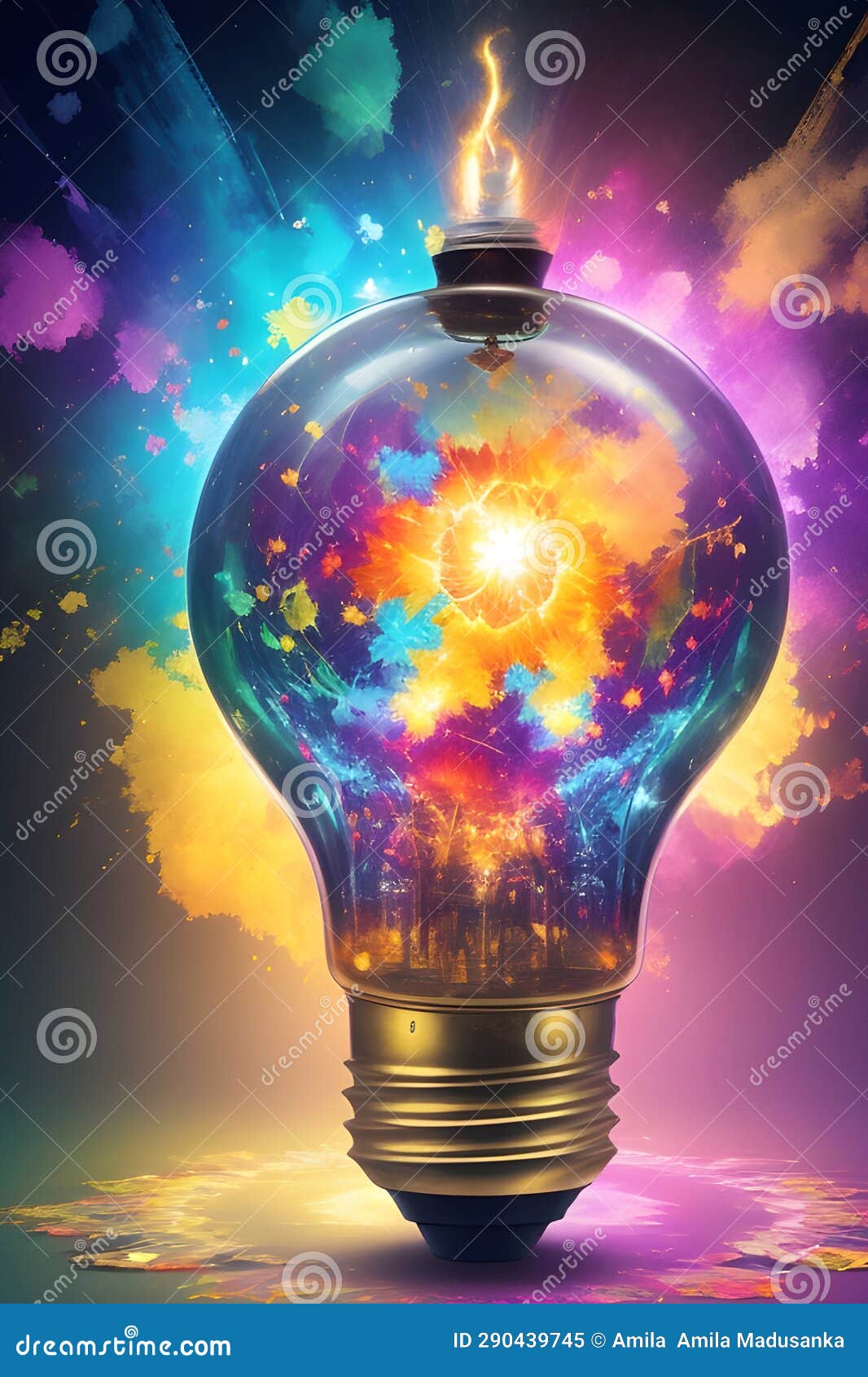 Colors light bulb stock illustration. Illustration of house - 290439745