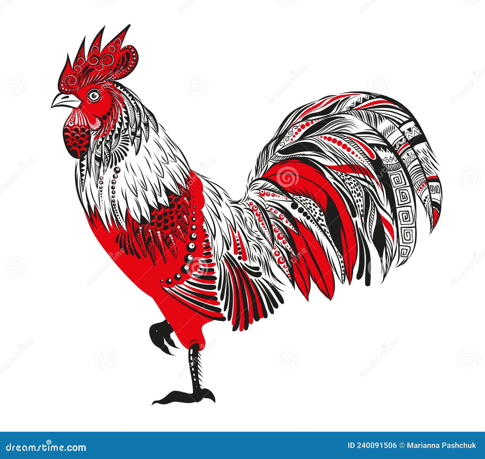 Colors Ornate Cute Rooster, Vector Illustration EPS 8 Stock Vector ...