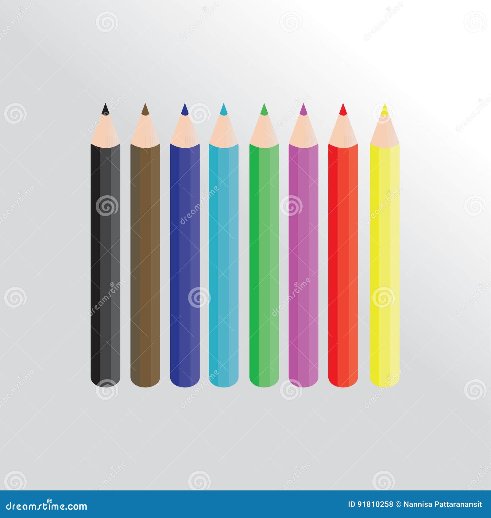 8 Colors Pencils Vector stock vector. Illustration of business - 91810258