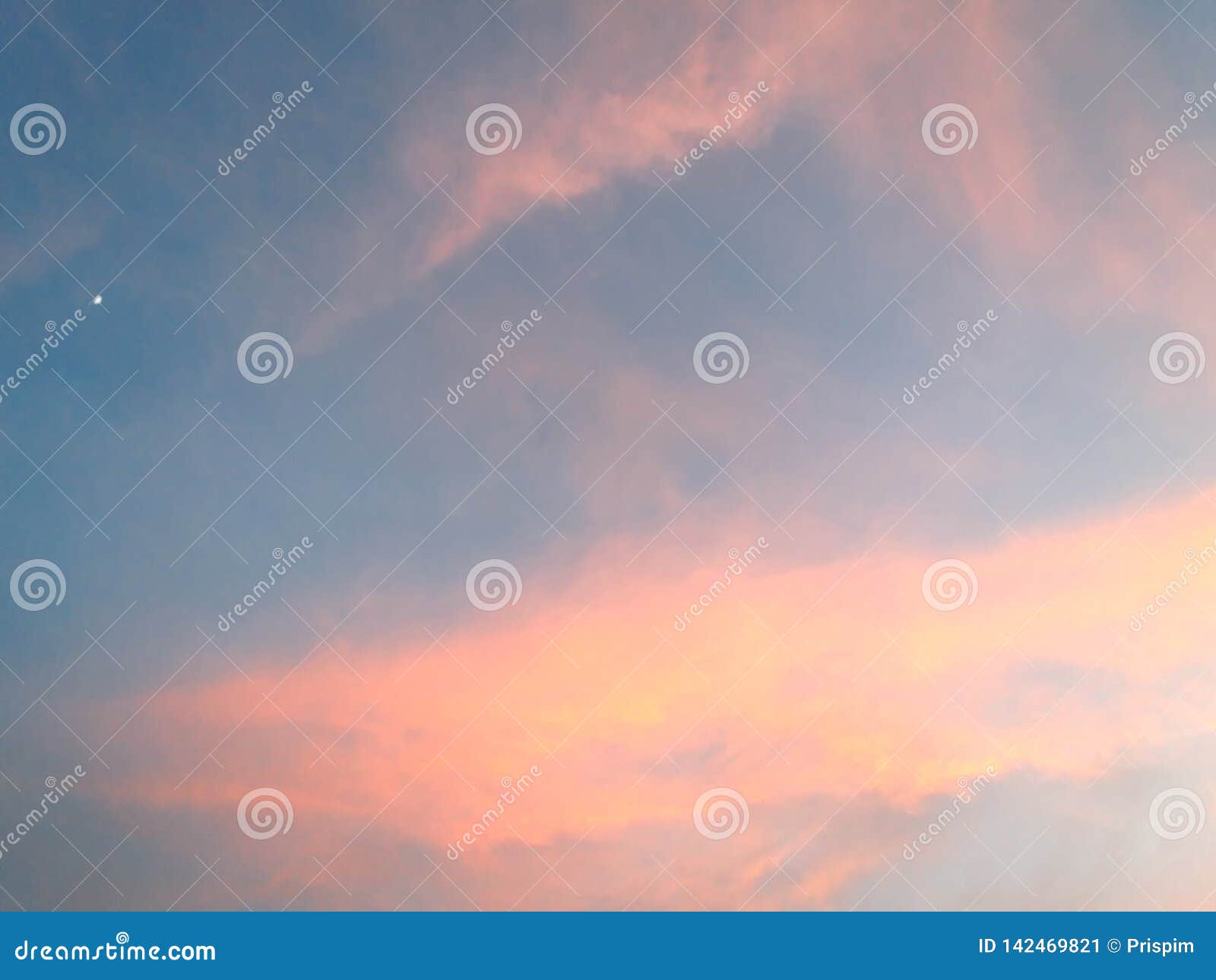 Colors of the Sky and Clouds before Sunset / Sunrise with Moon in the ...
