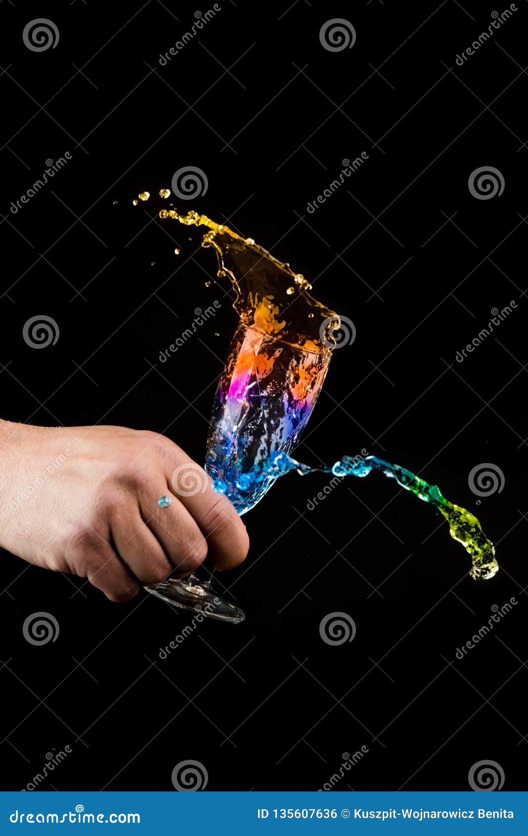 Colors Splash - Splash of Rainbow Colors Liquid from a Glass in the ...
