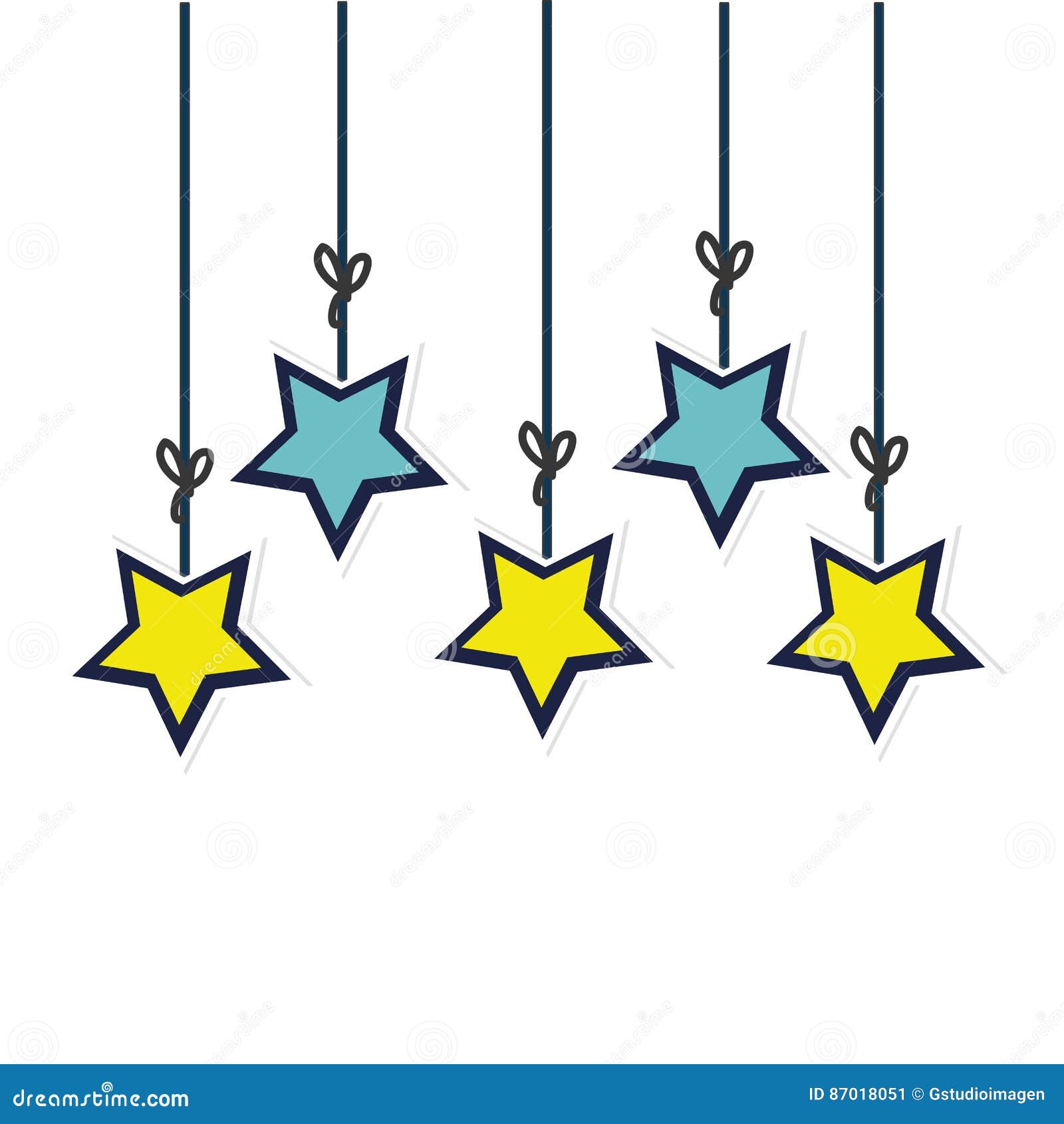 Colors Stars Hanging Decorative Icon Stock Vector - Illustration of ...
