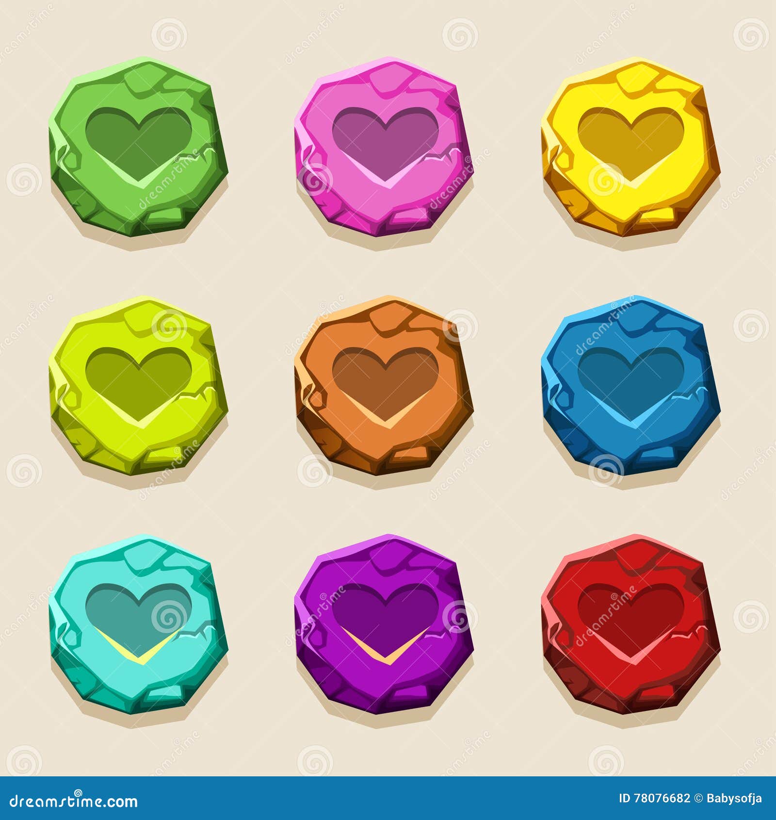 Colors Stone Buttons, Ancient Amulet Stock Vector - Illustration of ...