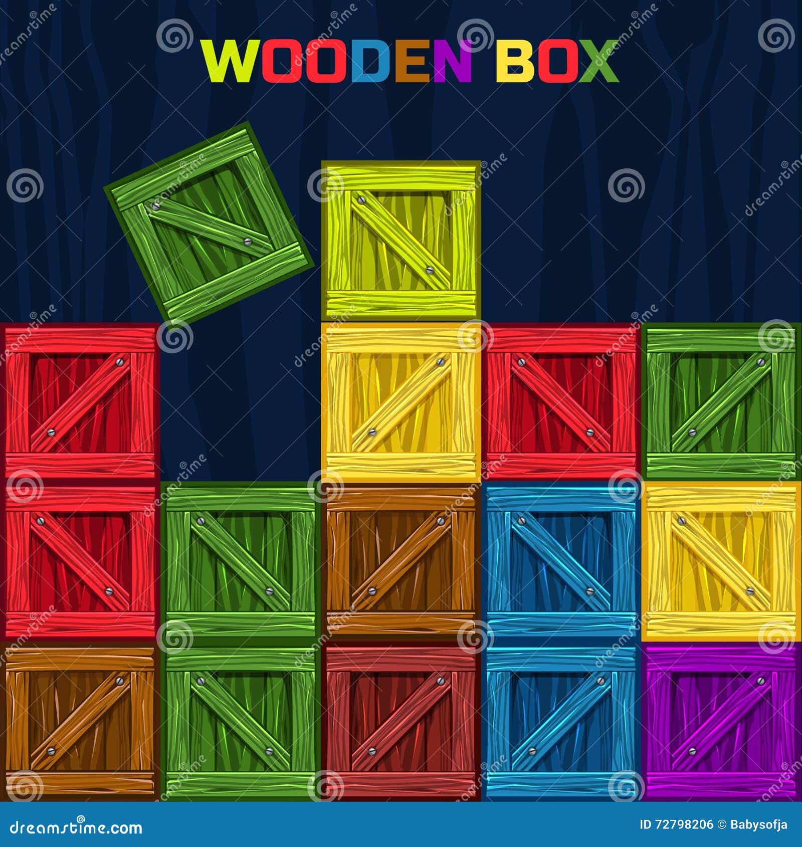 Colors Wooden Box, Game Element Stock Vector - Illustration of ...