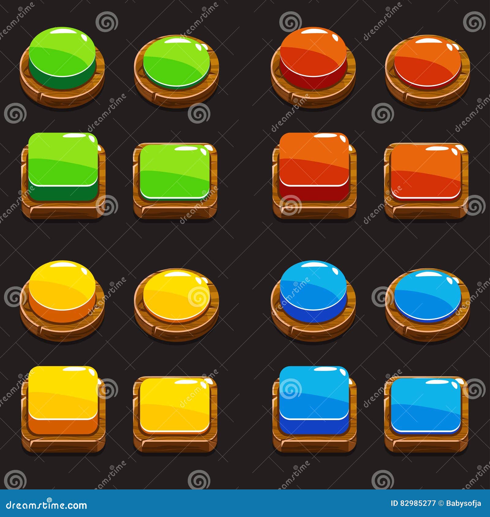 Colors Wooden Push Buttons for a Game Stock Vector - Illustration of ...