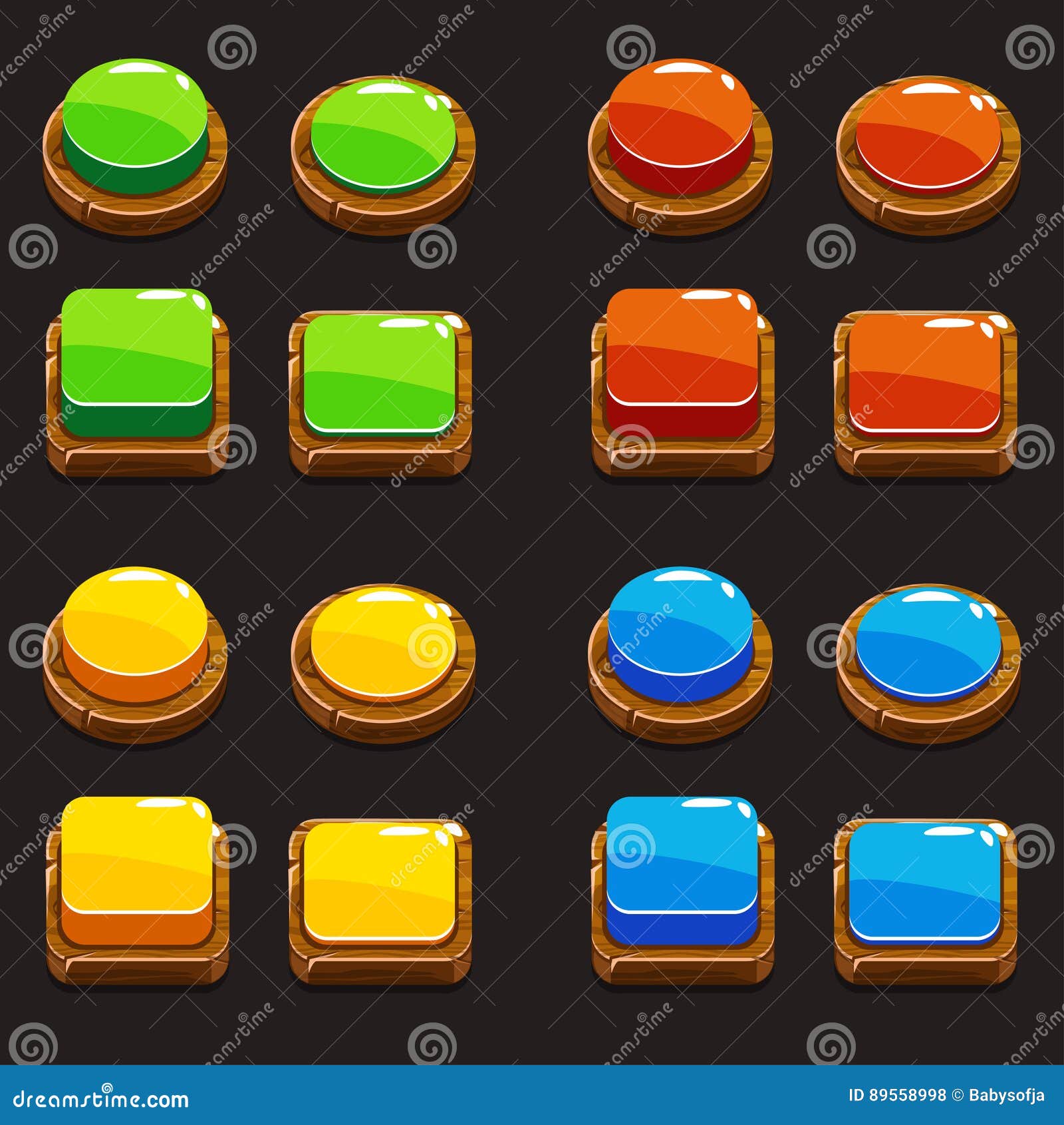 Colors Wooden Push Buttons for a Game Stock Illustration - Illustration ...