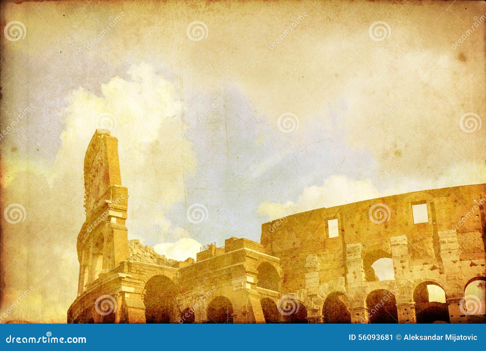 Coloseum in Rome Vintage Postcard Stock Image - Image of monument ...
