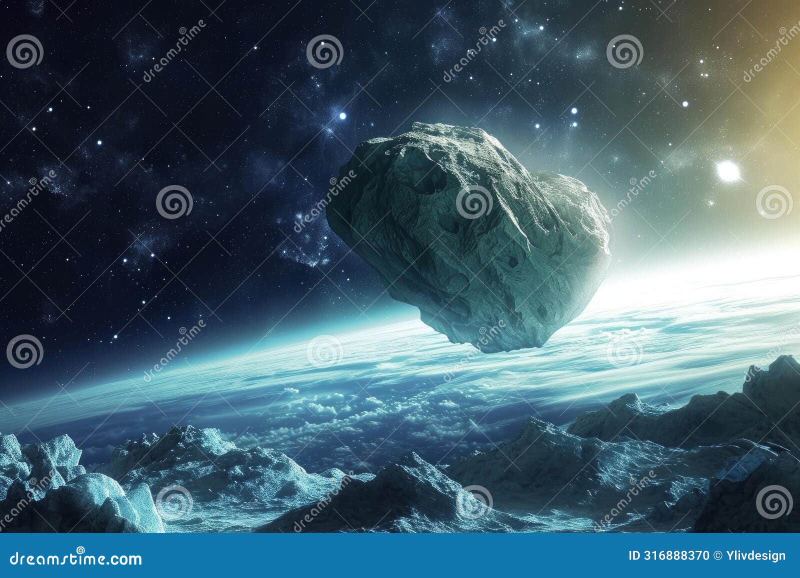 Colossal Asteroid Earth Collision. Generate Ai Stock Photo - Image of ...