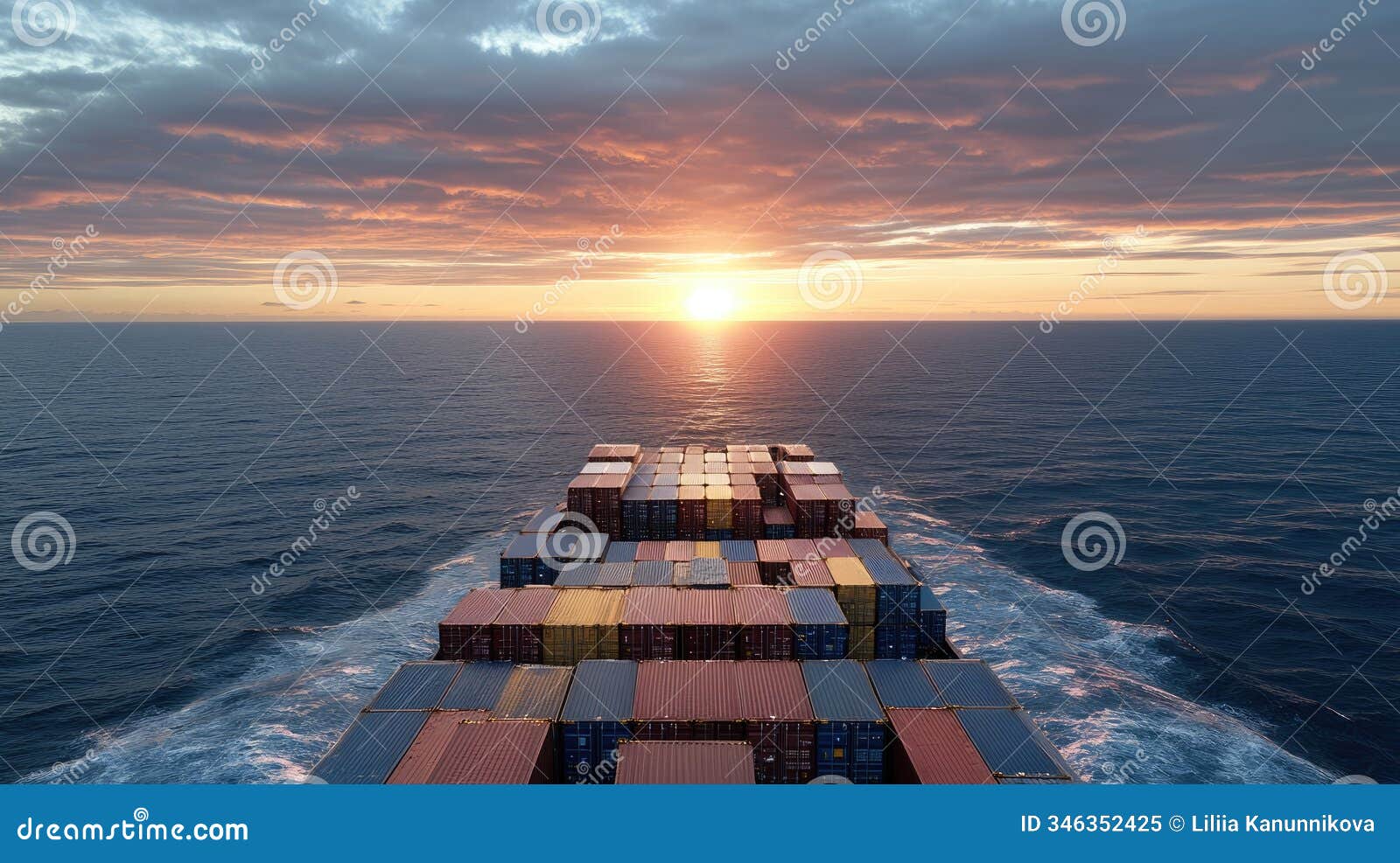A Colossal Container Ship Sails through the Ocean, Transporting Cargo ...