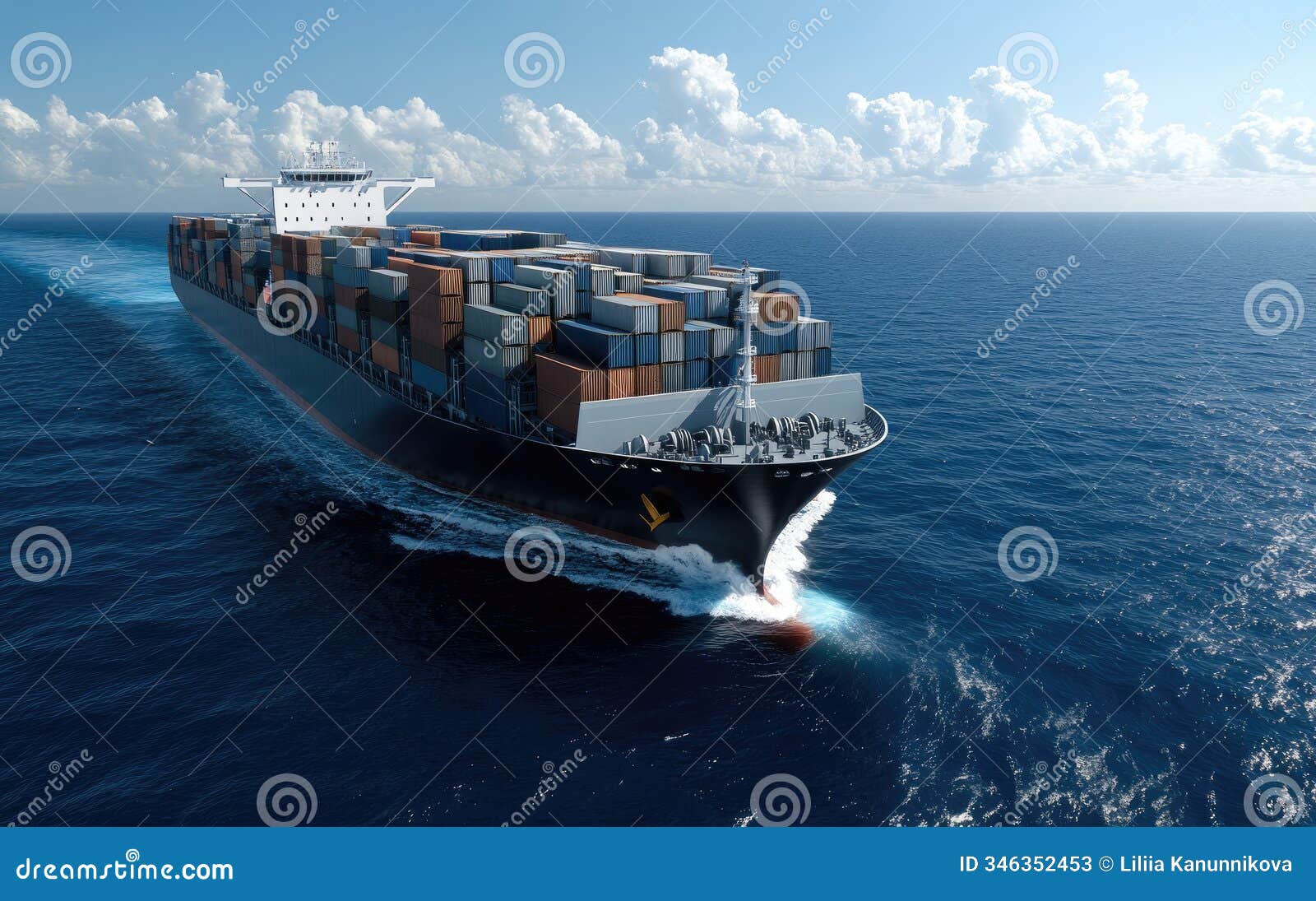 A Colossal Container Ship Sails through the Ocean, Transporting Cargo ...