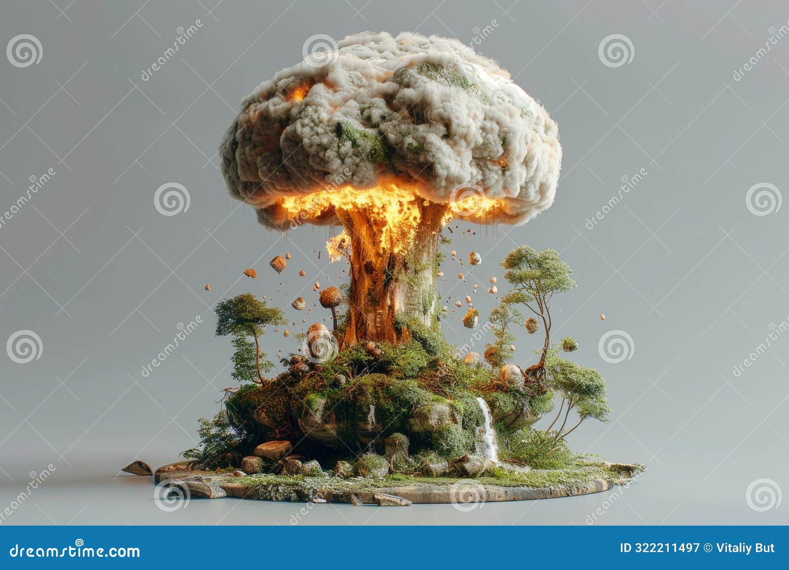 Colossal Nuclear Explosion Ravages a Small Island, Engulfing it in a ...