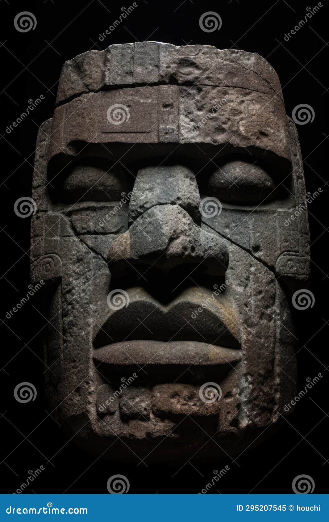 Colossal Olmec Head Stone Statue. in the Forest. Central and South ...