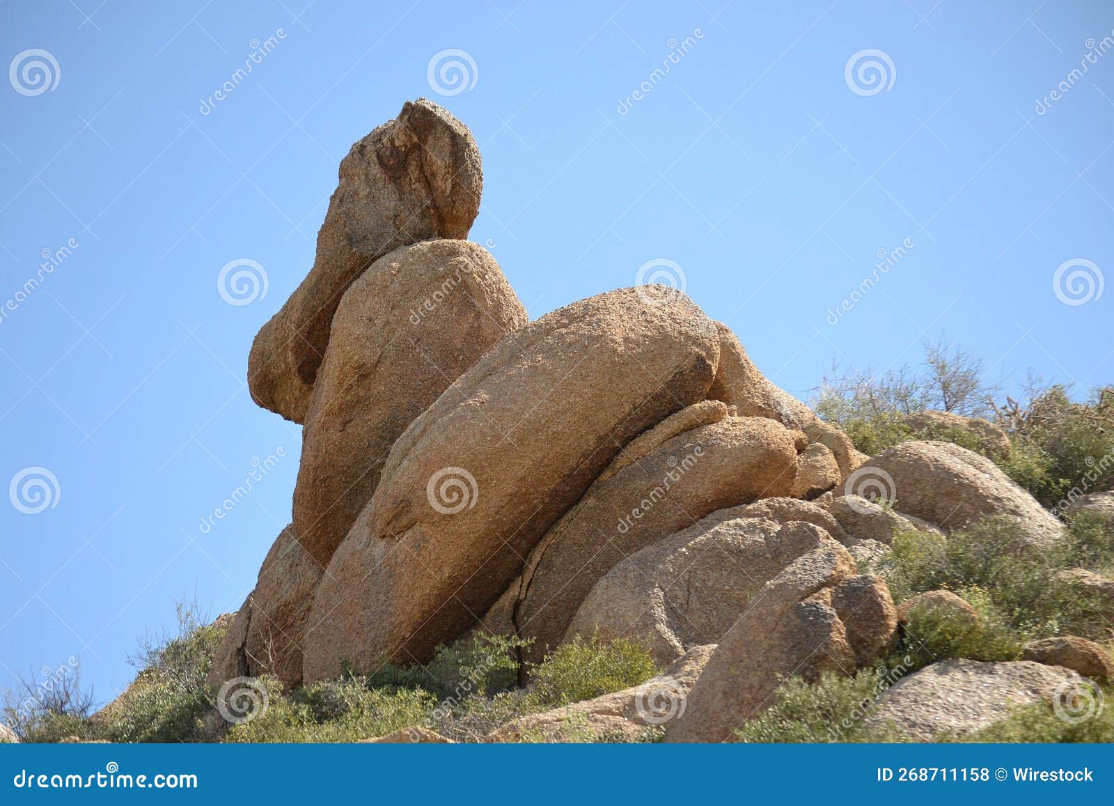 Colossal Sandstone Structures in the Barren Desert Against Blue Sky ...