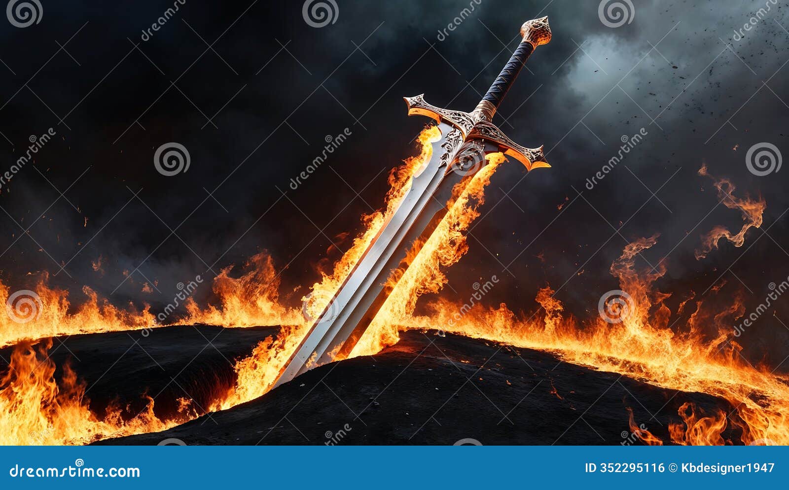 A Colossal Sword Impaled into the Ground Stock Illustration ...