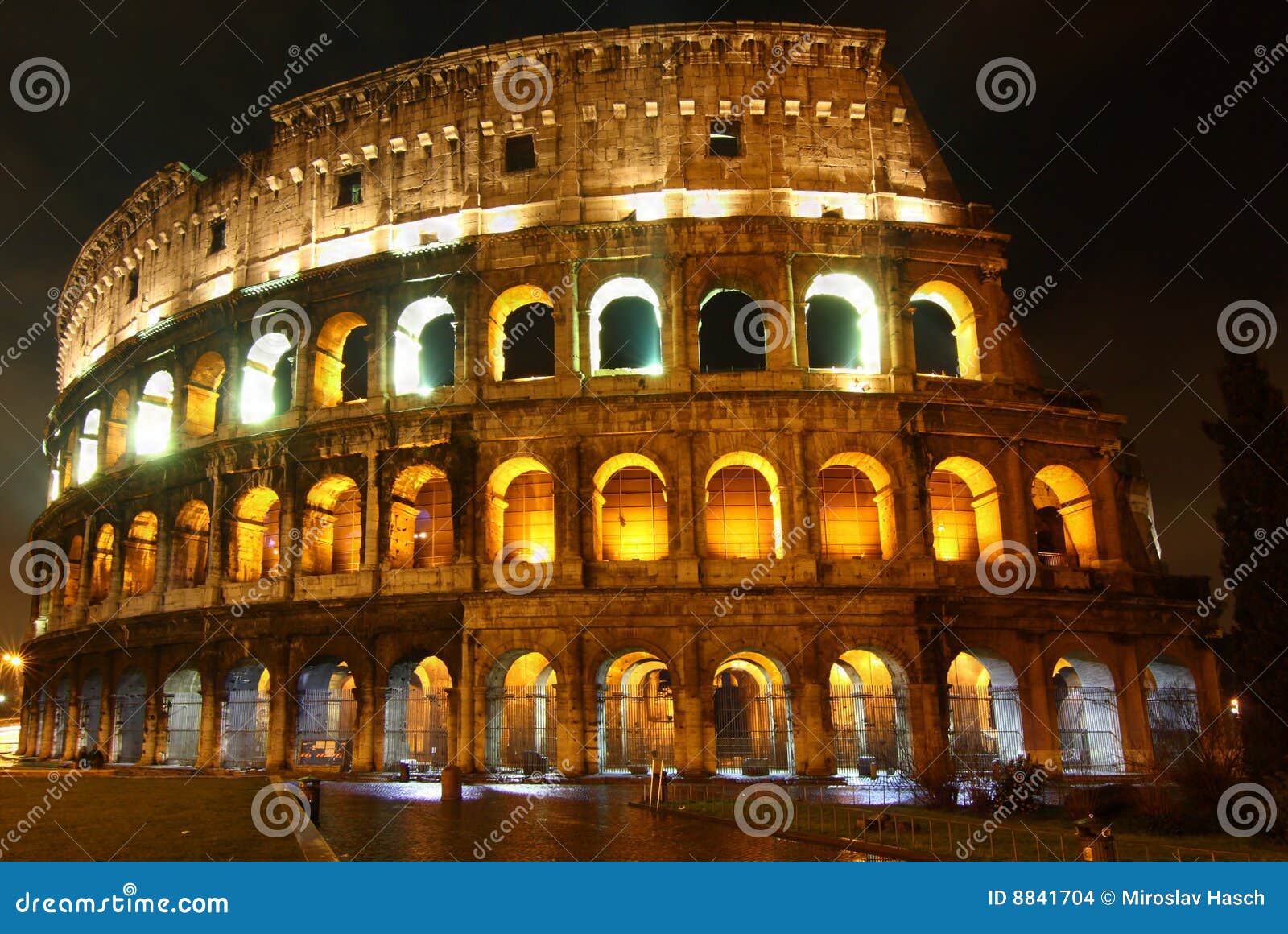 Colosseo at night, Rome stock photo. Image of columns - 8841704