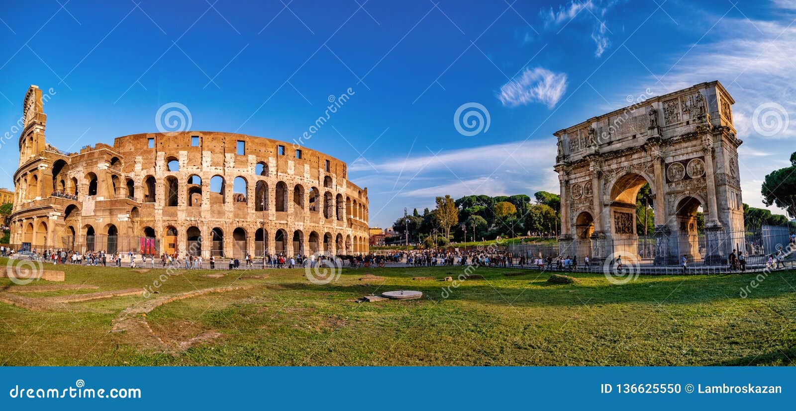 Colosseum and Arch of Constantine, Panoramic View, Rome, Italy ...
