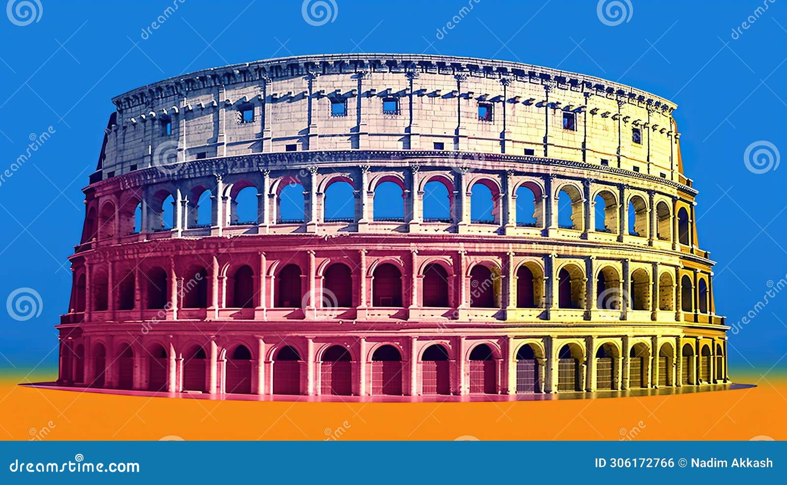 Colosseum or Coliseum in Different Colors. Symbol of Rome and it Stock ...