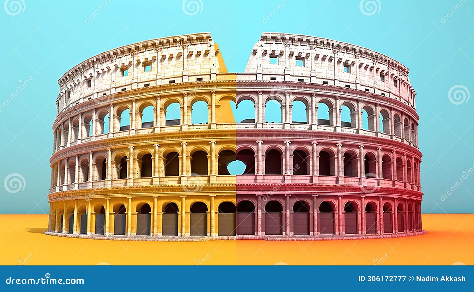 Colosseum or Coliseum in Different Colors. Symbol of Rome and it Stock ...